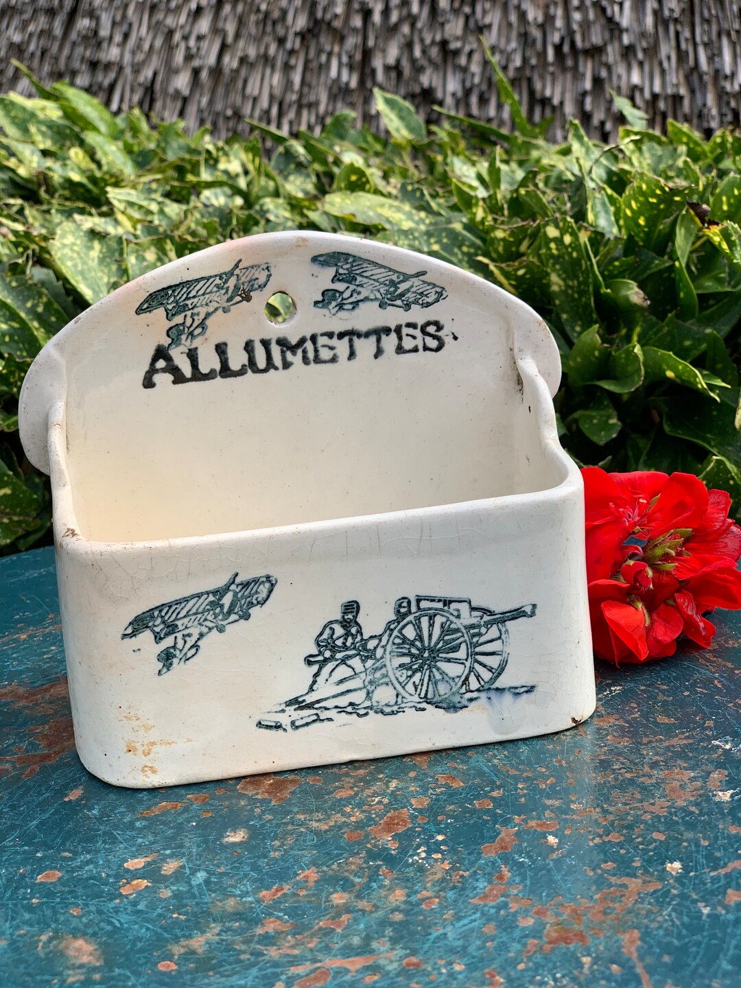 Allumettes Ceramic Box Container , Kitchen Storage , French Vintage ...