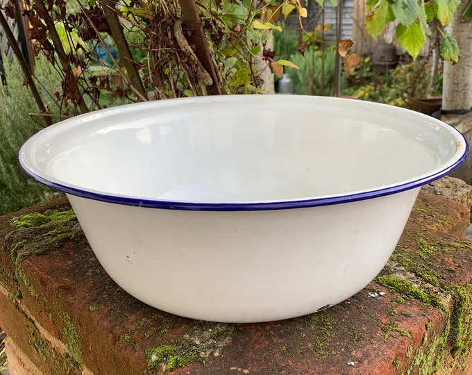 White Enamel Basin French Cuisine Garden Planter Wash Basin - Etsy