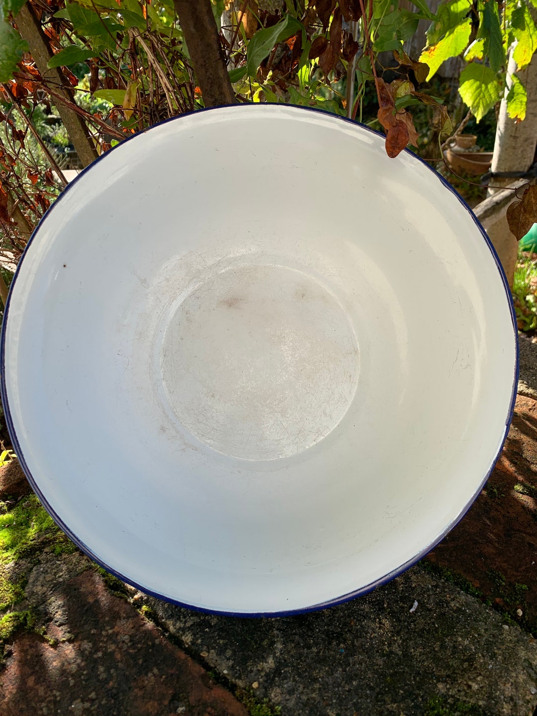 White Enamel Basin French Cuisine , Garden Planter, Wash Basin - Etsy