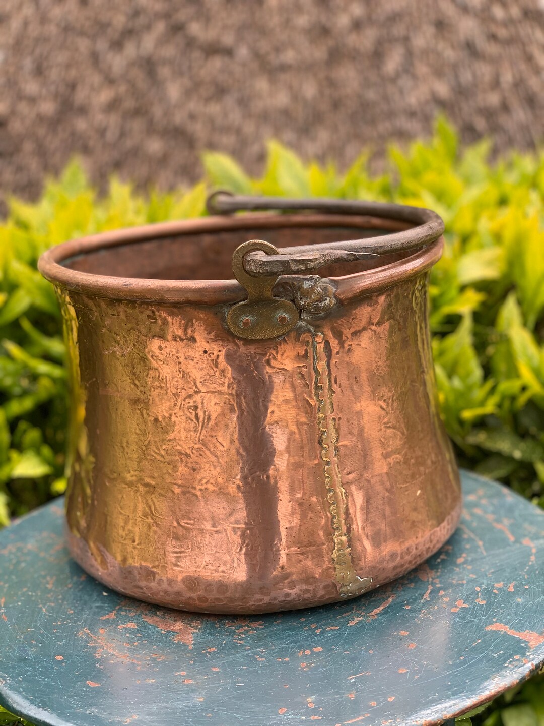 Copper Bucket Woodstore Pot Planter Vintage French Copper Cuisine ...