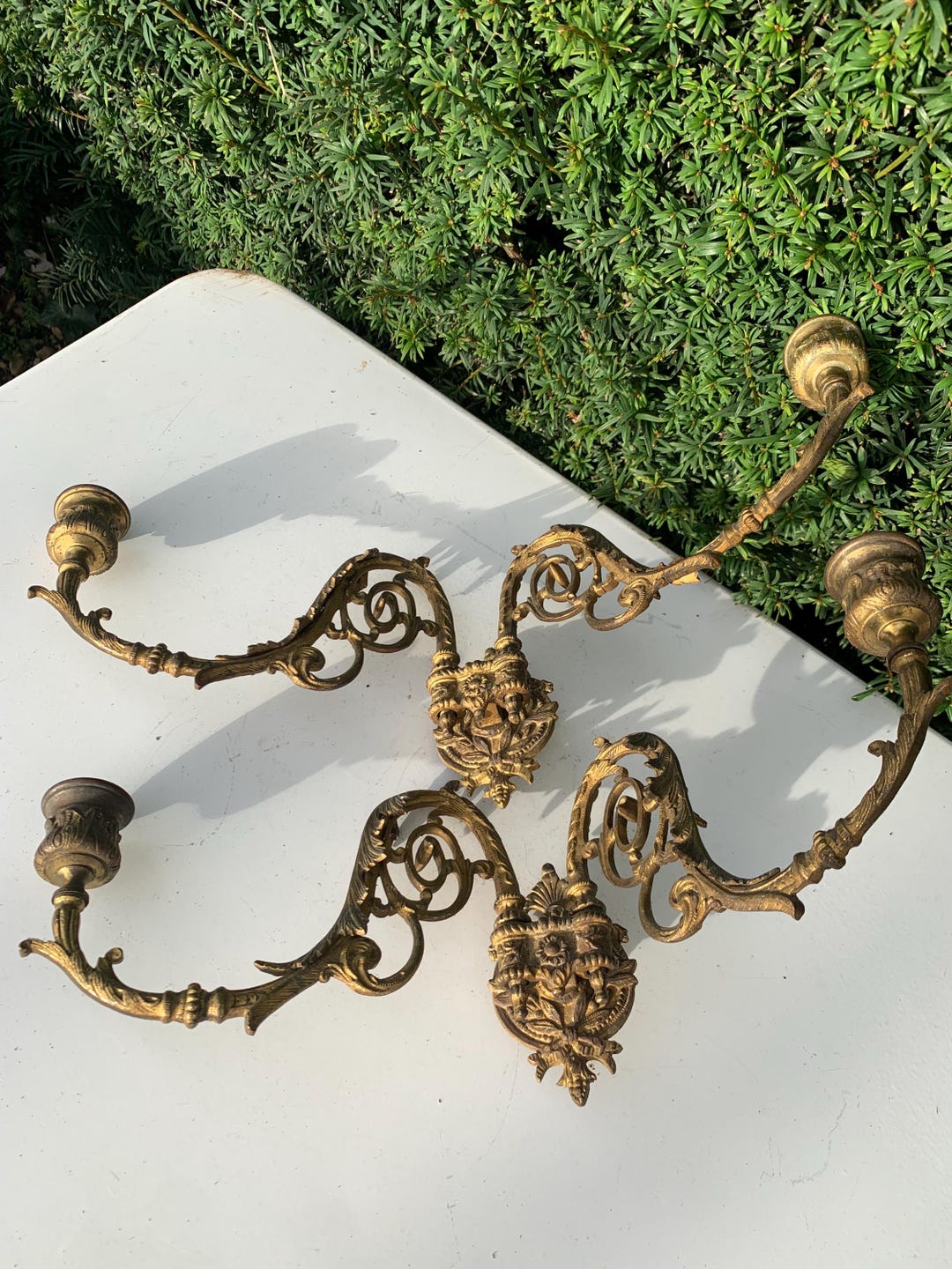 French Brass Wall Candelabras - Etsy