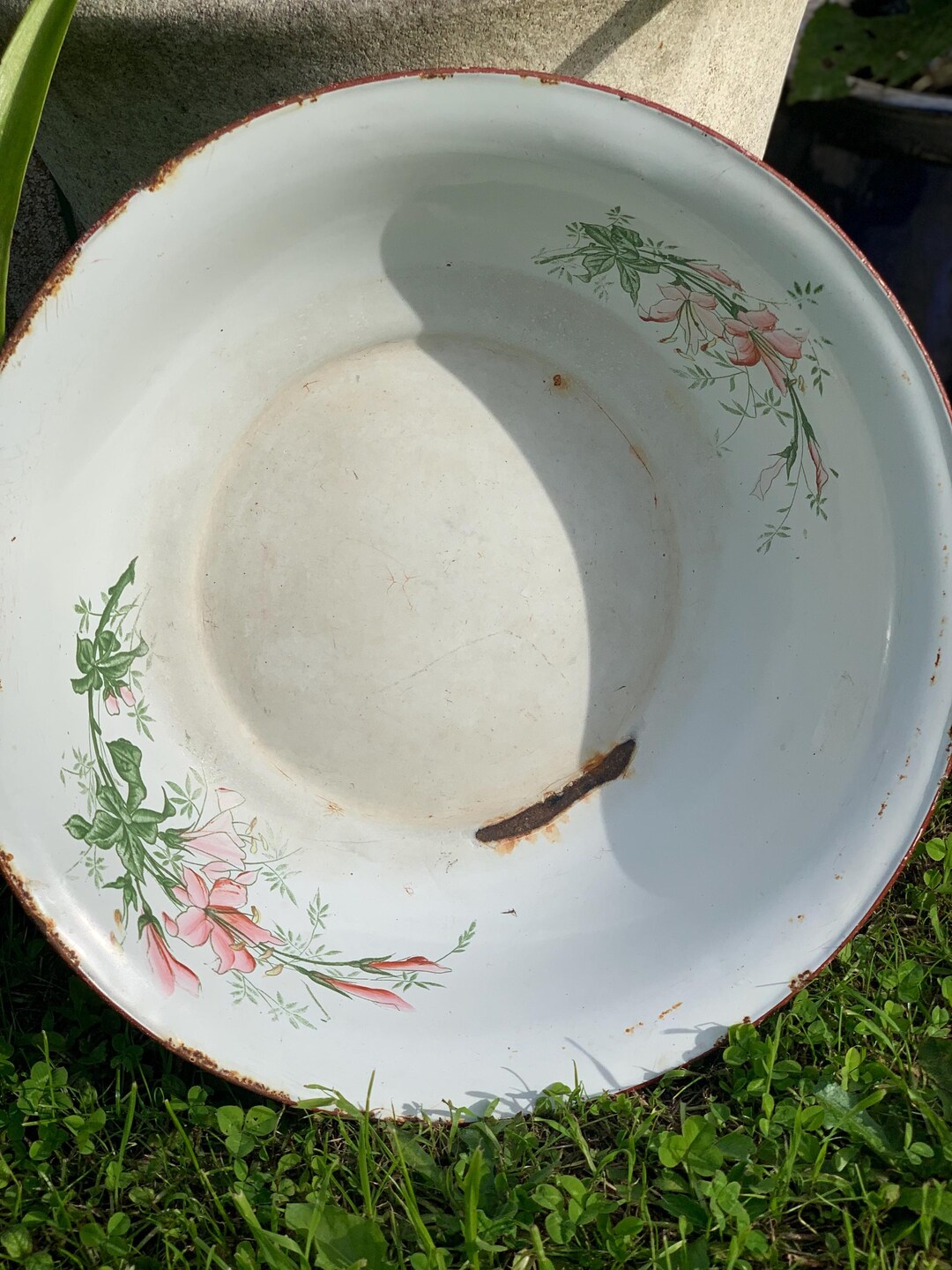 Large White Enamel Basin French Cuisine , Garden Planter, Wash Basin - Etsy