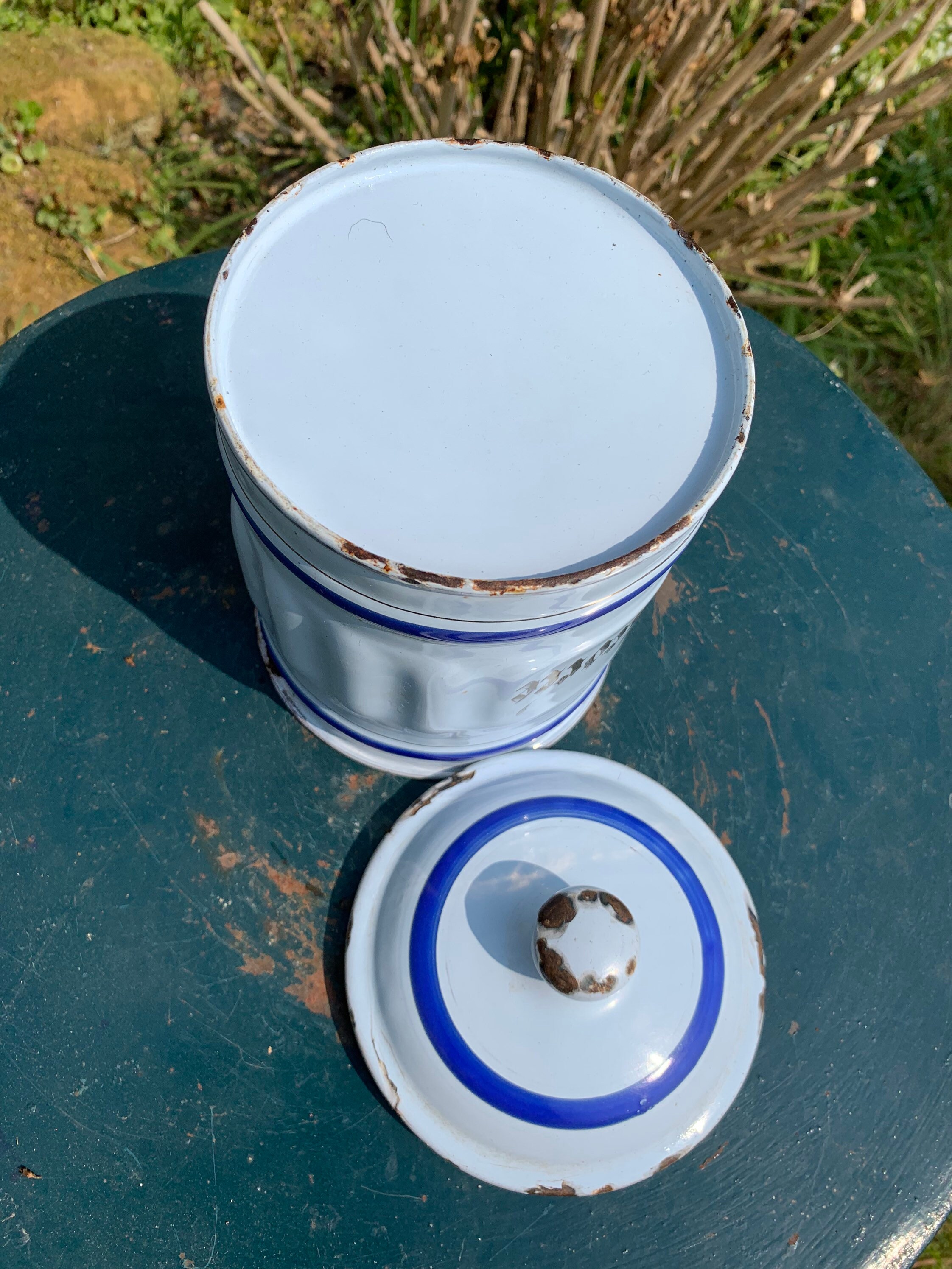 French Enamel Canister Set French Blue and White Cuisine - Etsy