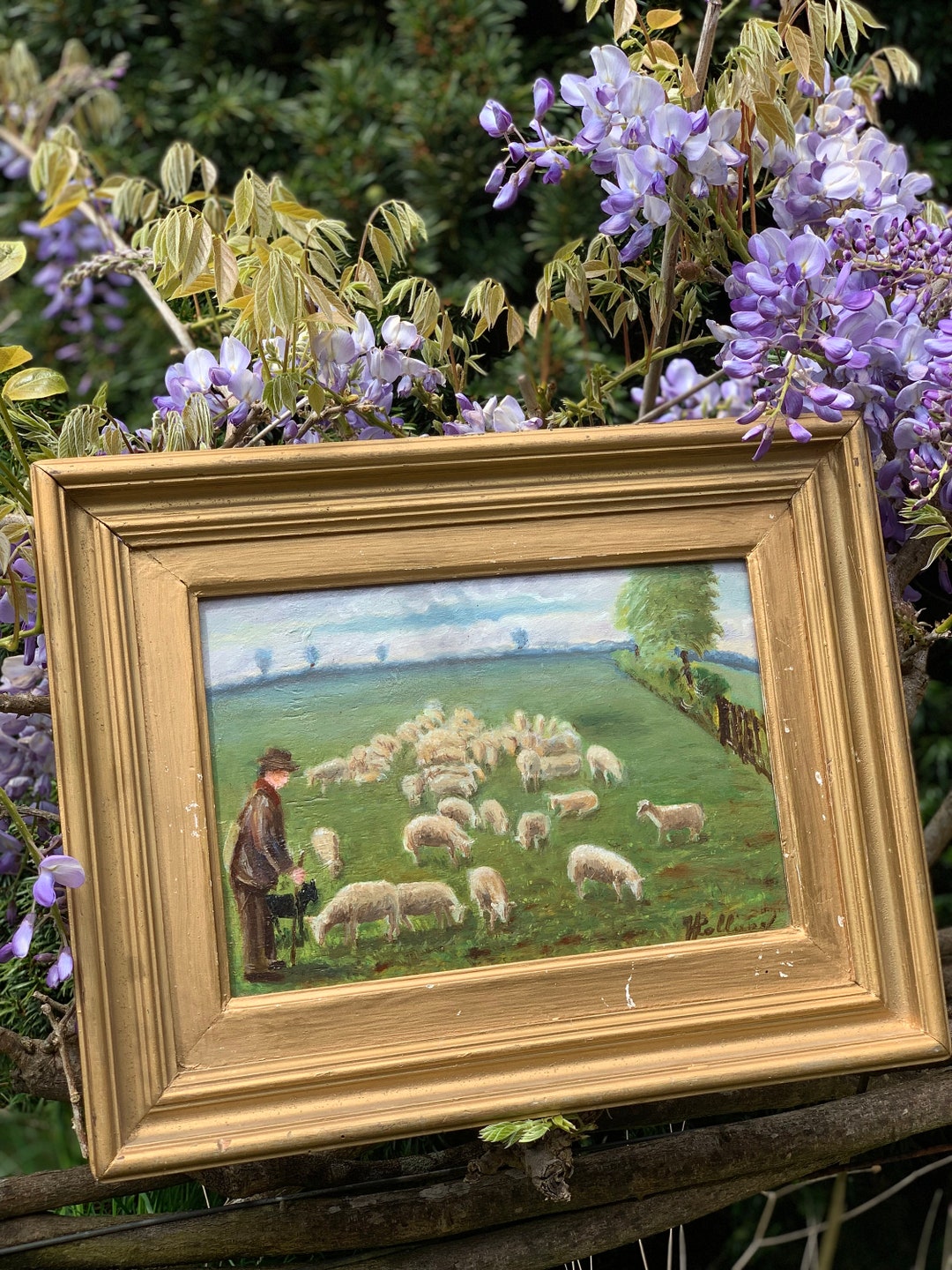 French Oil Painting on Canvas Flock of Sheep - Etsy