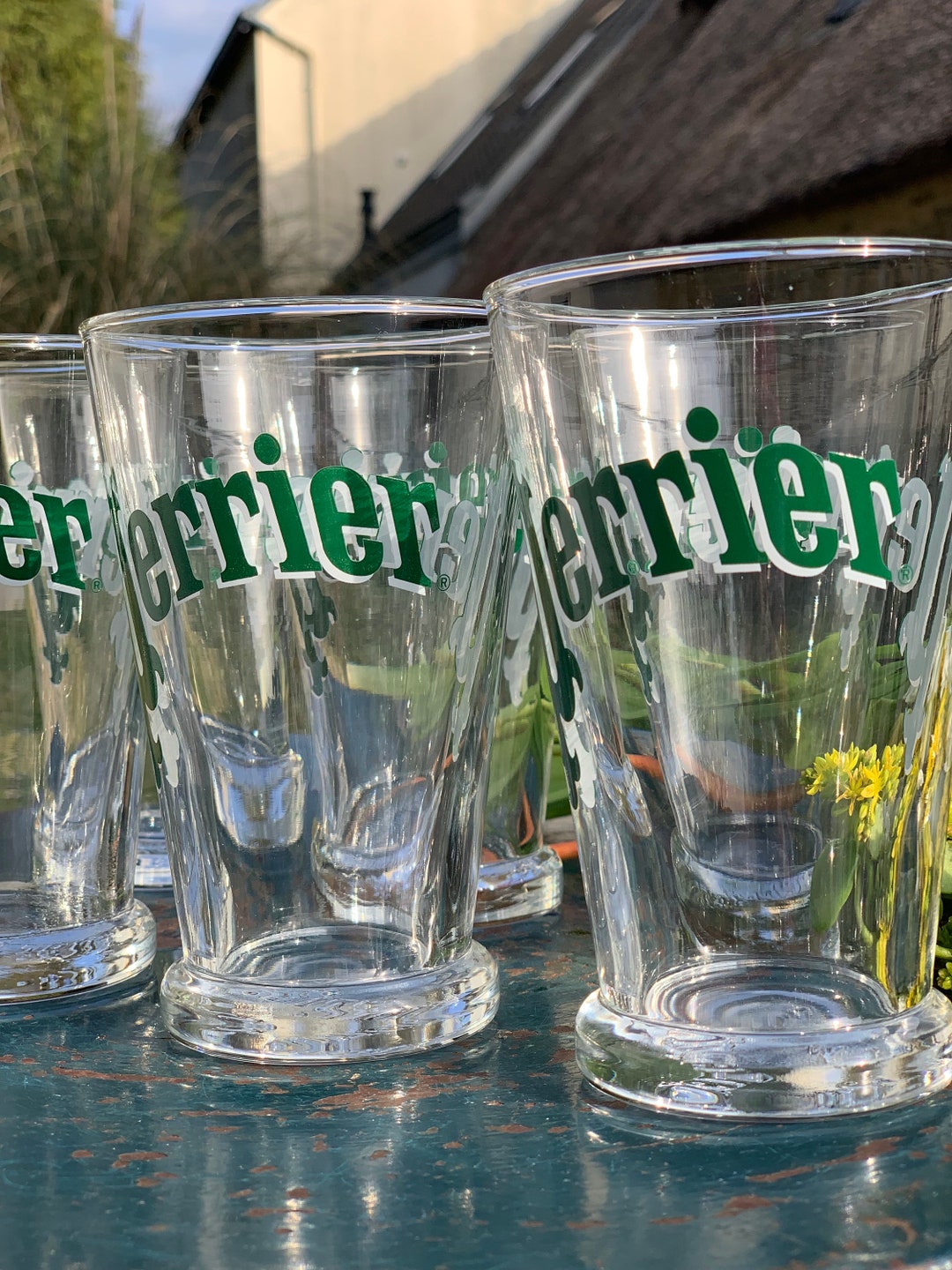 Perrier Glasses Vintage Cafe Bar Pair Glasses - Etsy
