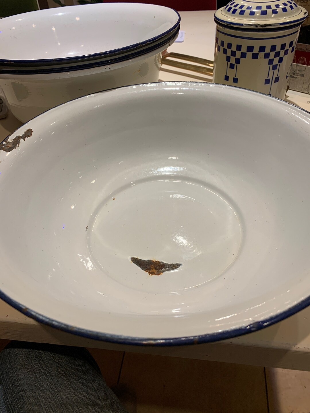 White Enamel Basin French Cuisine Garden Planter Wash Basin - Etsy