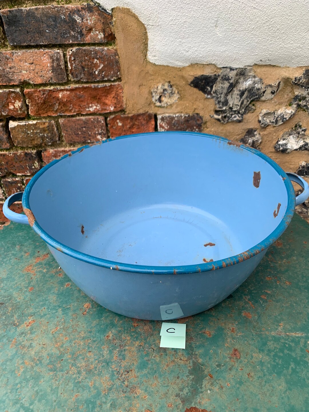 Blue Enamel Basin French Cuisine , Garden Planter, Wash Basin - Etsy