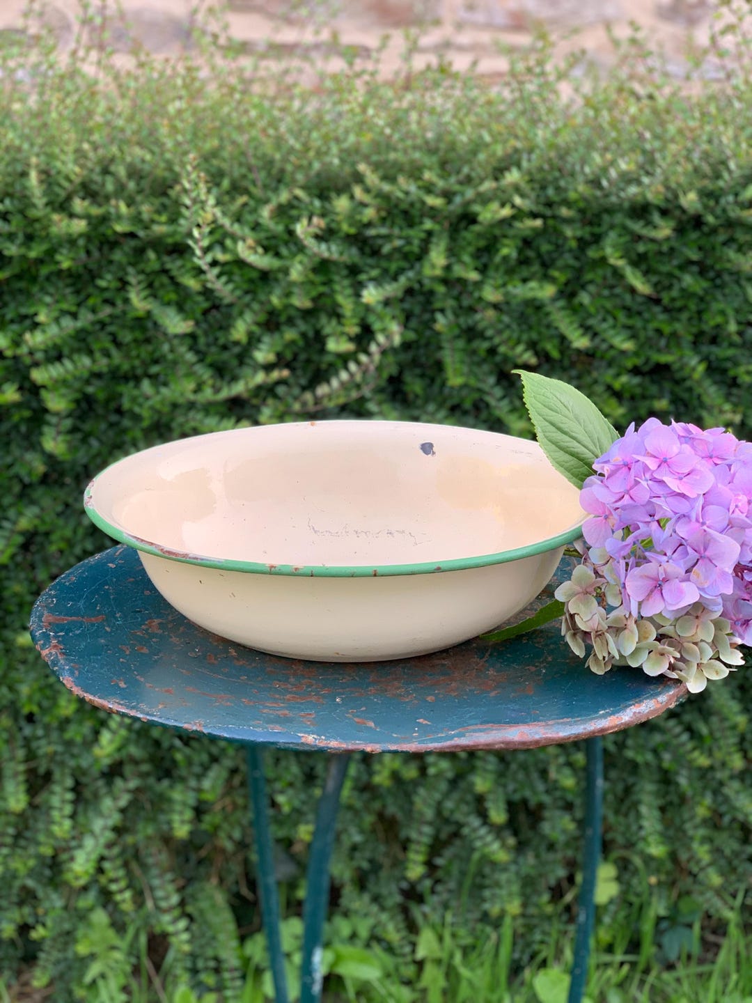 Cream Enamel Basin French Cuisine , Garden Planter, Wash Basin - Etsy