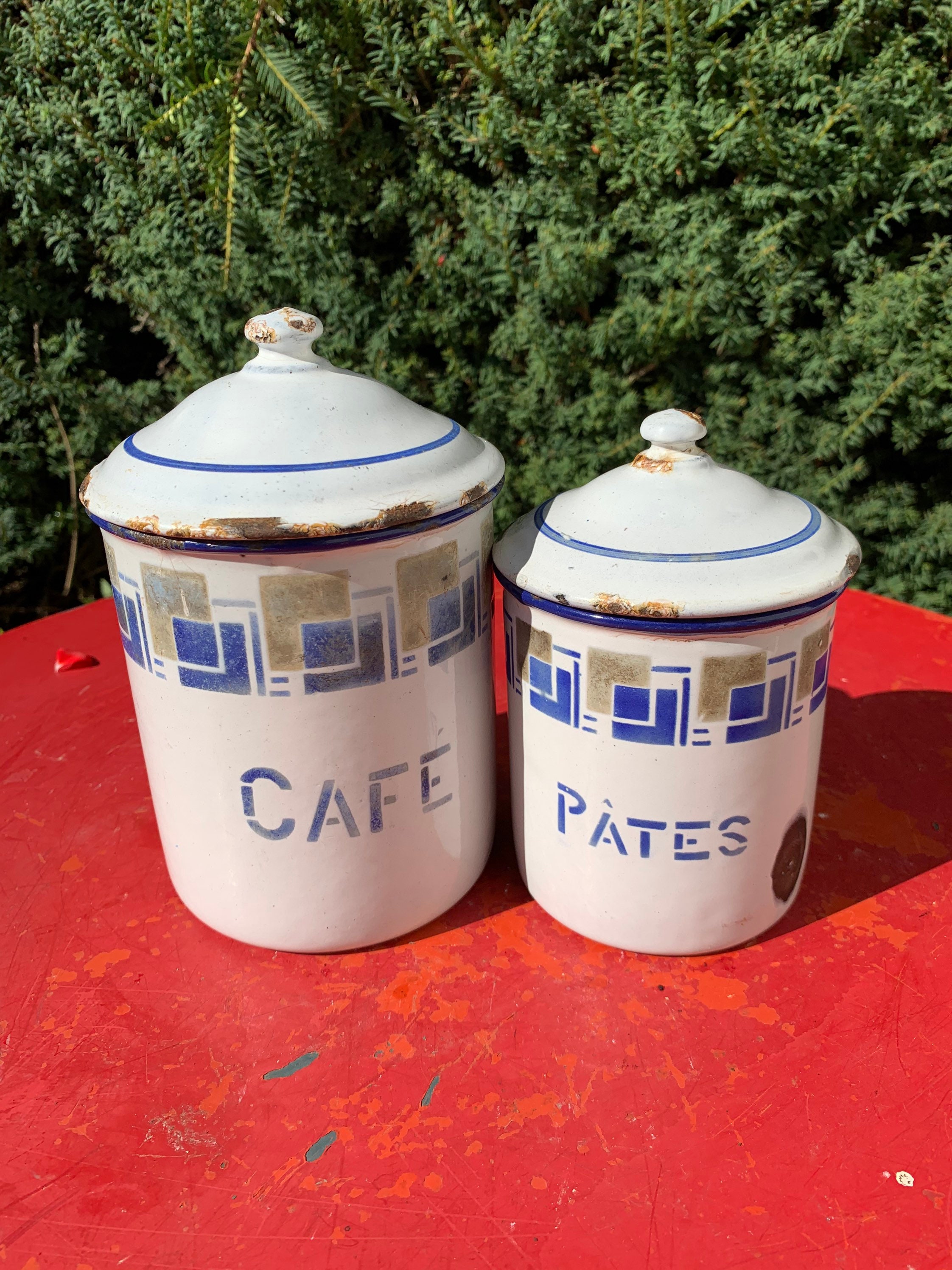 Enamel Canister Kitchen Set Container French Kitchen - Etsy