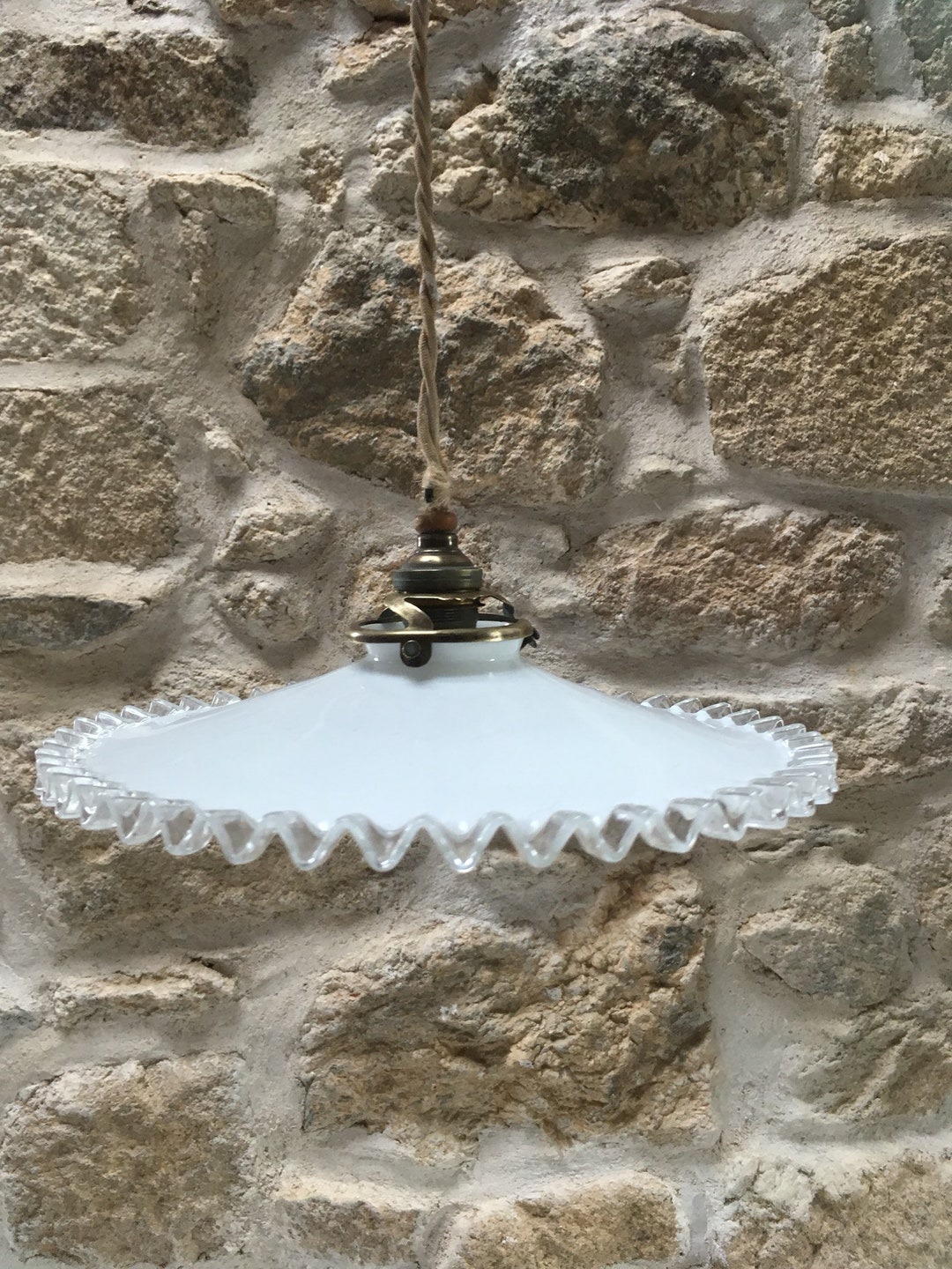 French Opaline Pendant Shade in White Opaline Glass With a - Etsy