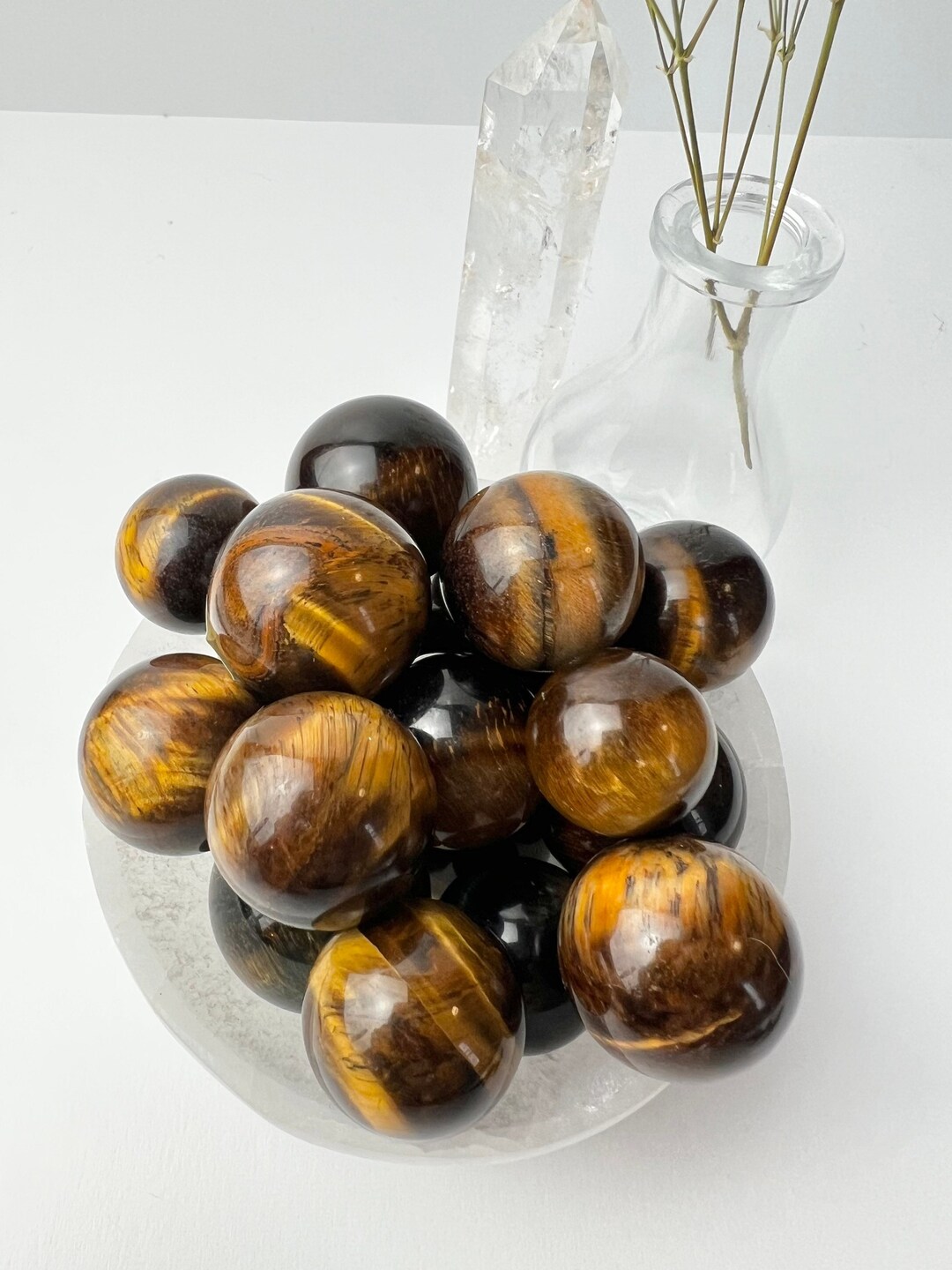 Tigers Eye Mini Spheres, Golden Tigers Eye Ball, Chatoyant Minerals ...