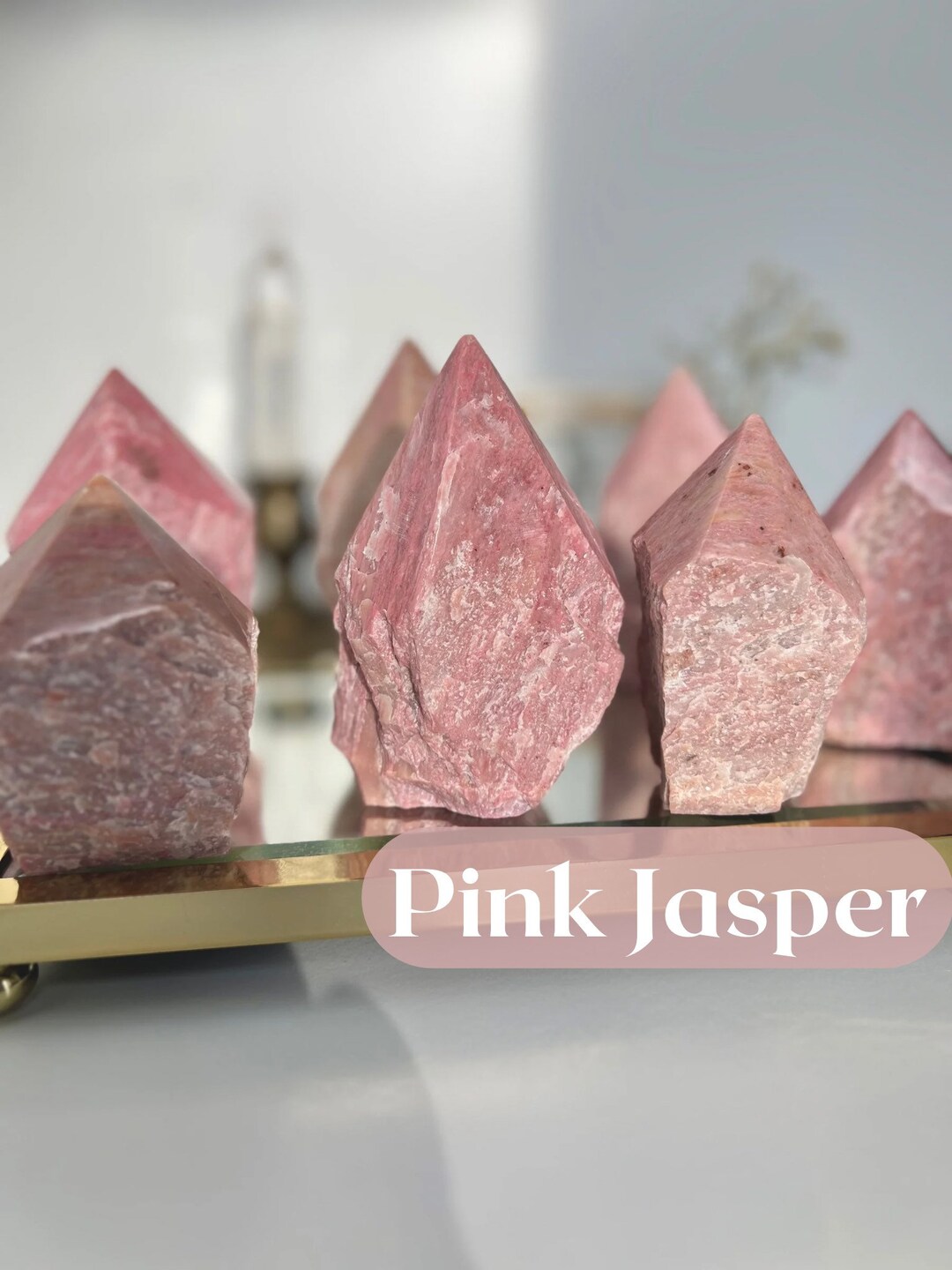 Pink Jasper Polished Points Top Polish Raw Rough Bottom - Etsy