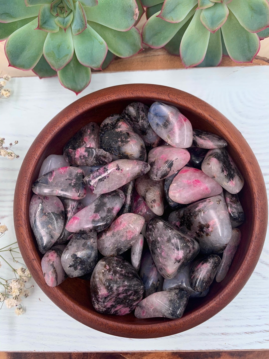 ONE Gemmy Rhodonite Tumbled Stone Mineral Crystal- Energy Healing Gift ...