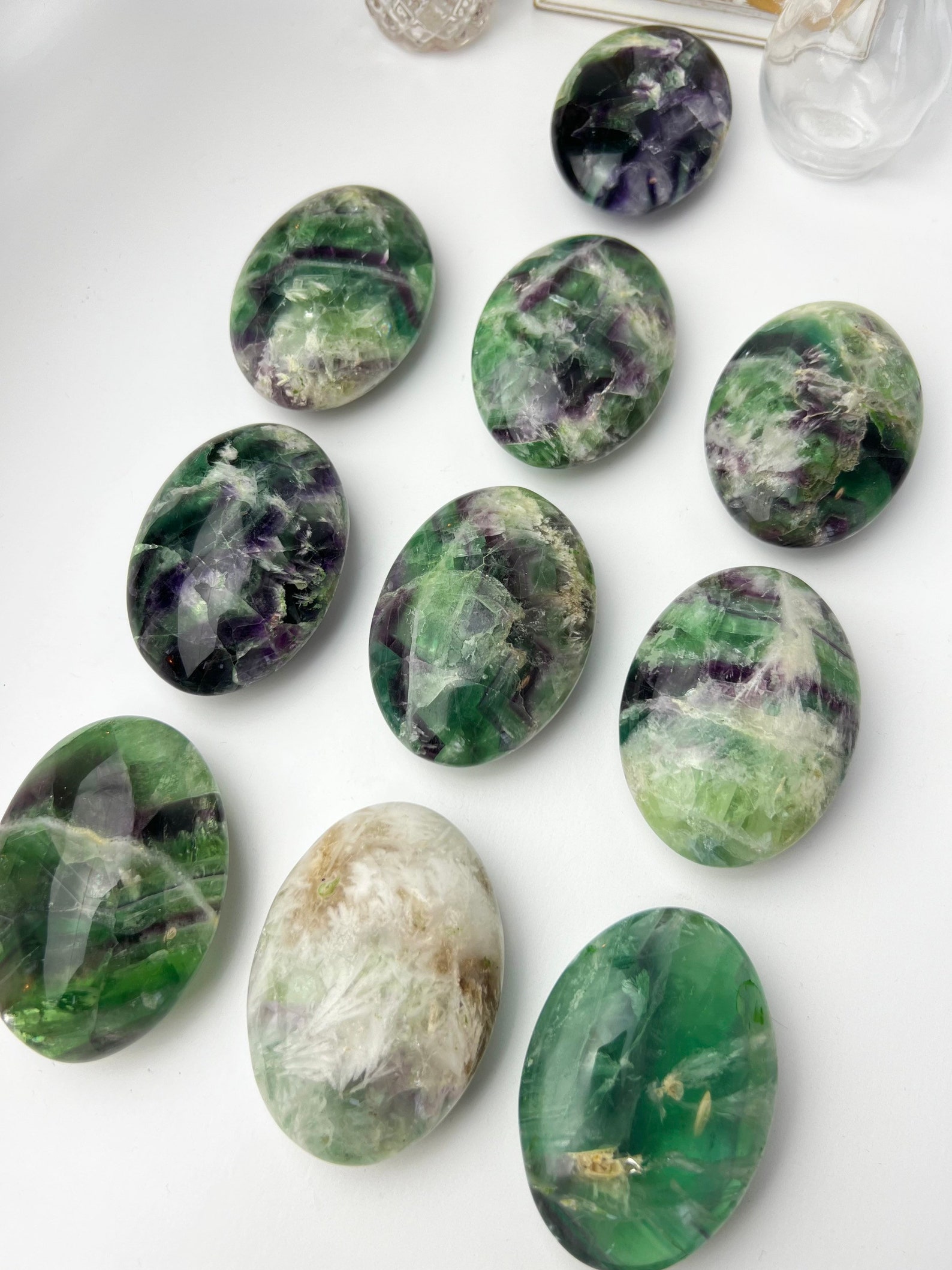 Jumbo Rainbow Fluorite Palm Stones Natural Fluorite Scolecite - Etsy