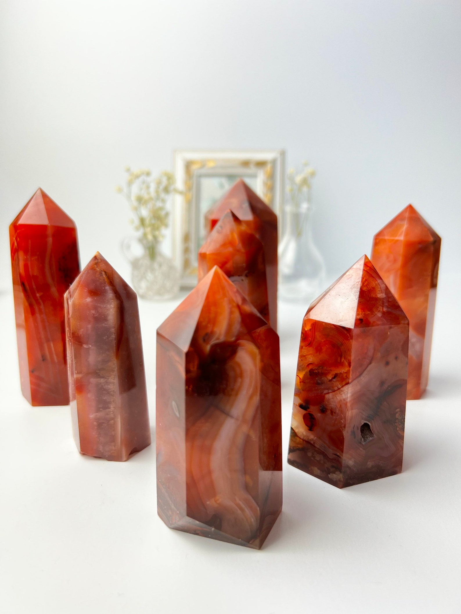 Banded Carnelian Tower: Natural Crystal Point With Quartz Druzy - Etsy