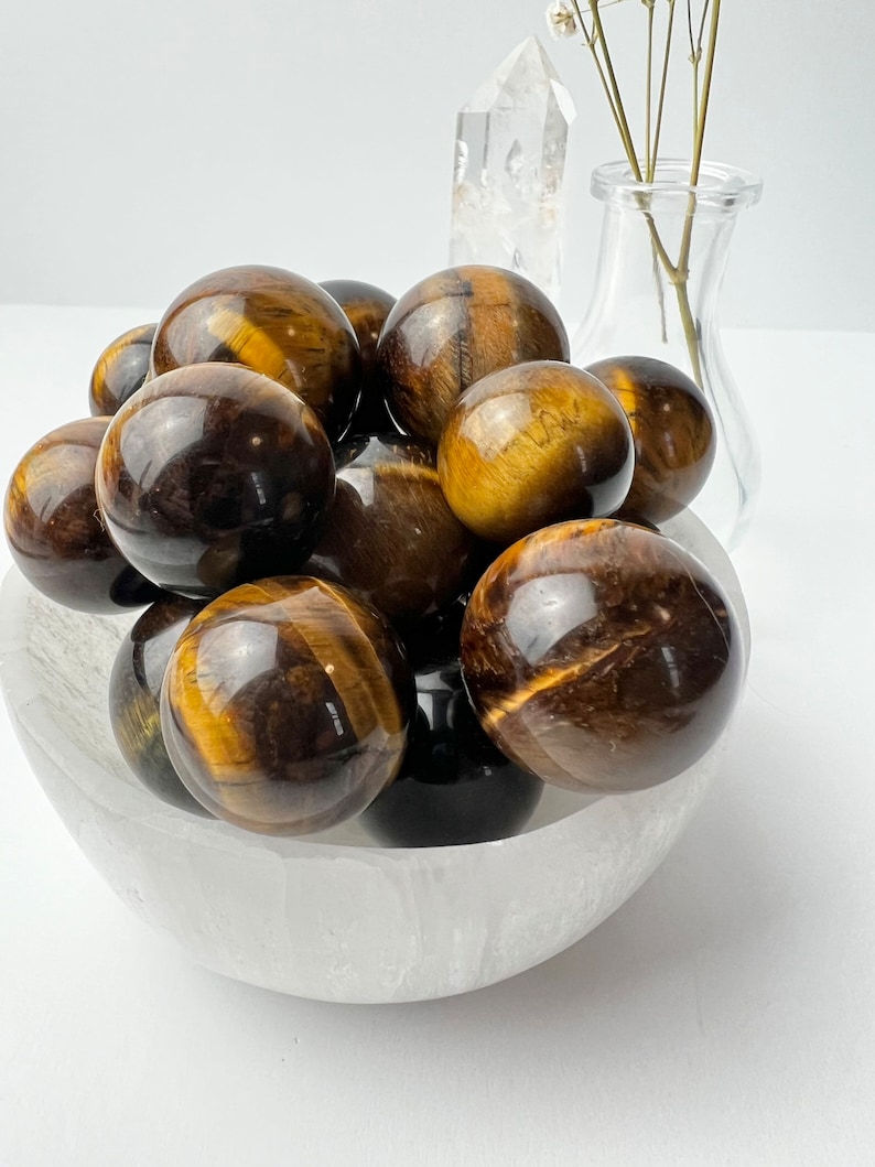 Tigers Eye Mini Spheres Golden Tigers Eye Ball Chatoyant - Etsy