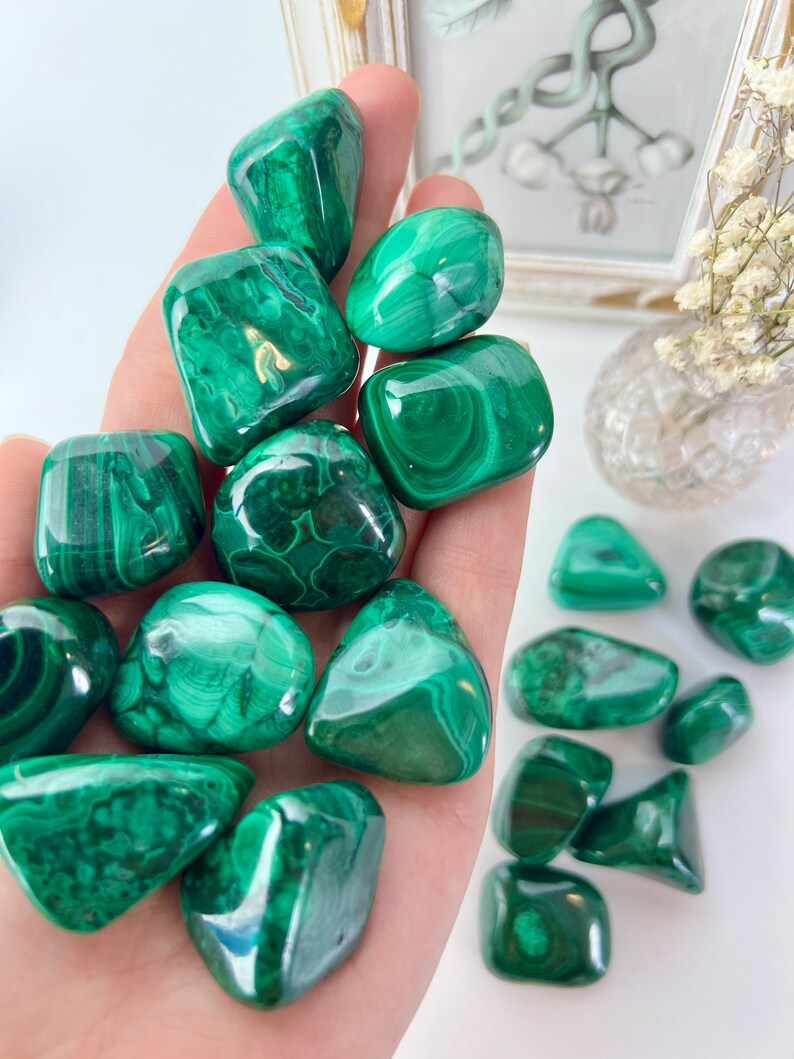 Malachite Tumble Natural Malachite Crystal Tumbled Stones - Etsy