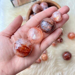 Mini Fire Quartz Spheres, Hematoid Spheres, Red Brown Yellow Iron Inclusions, Crystal Home Decor ...