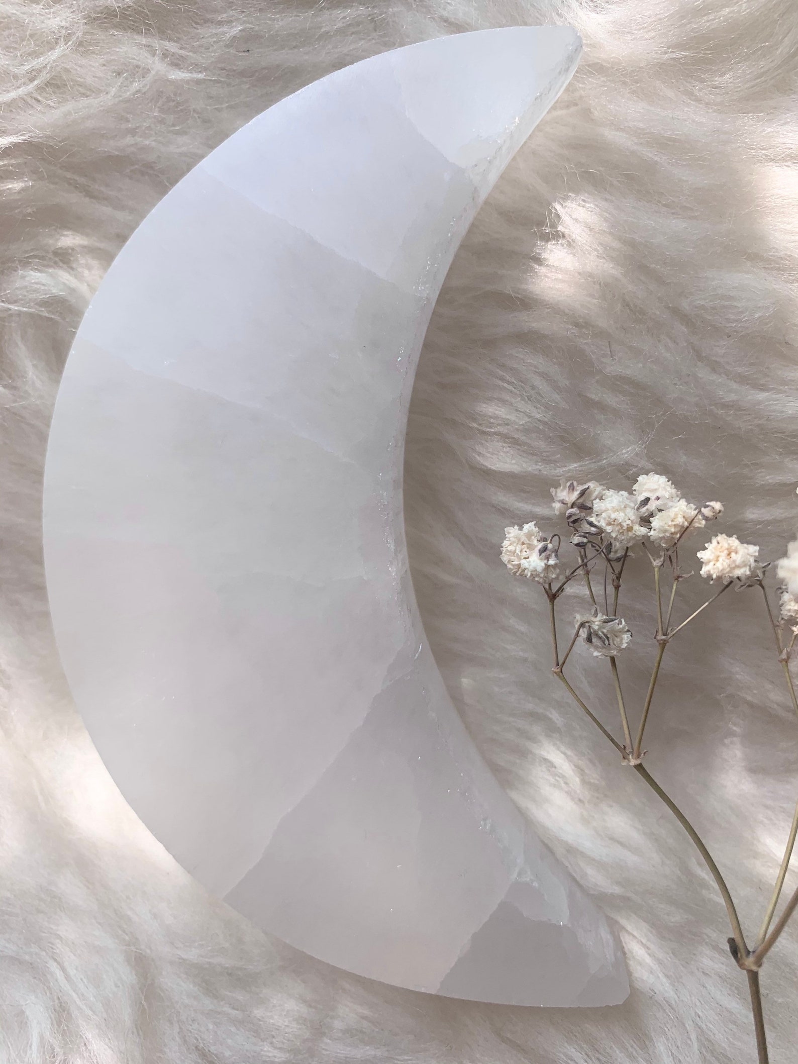 ONE Satin Spar/ Selenite Moon Plate | Etsy