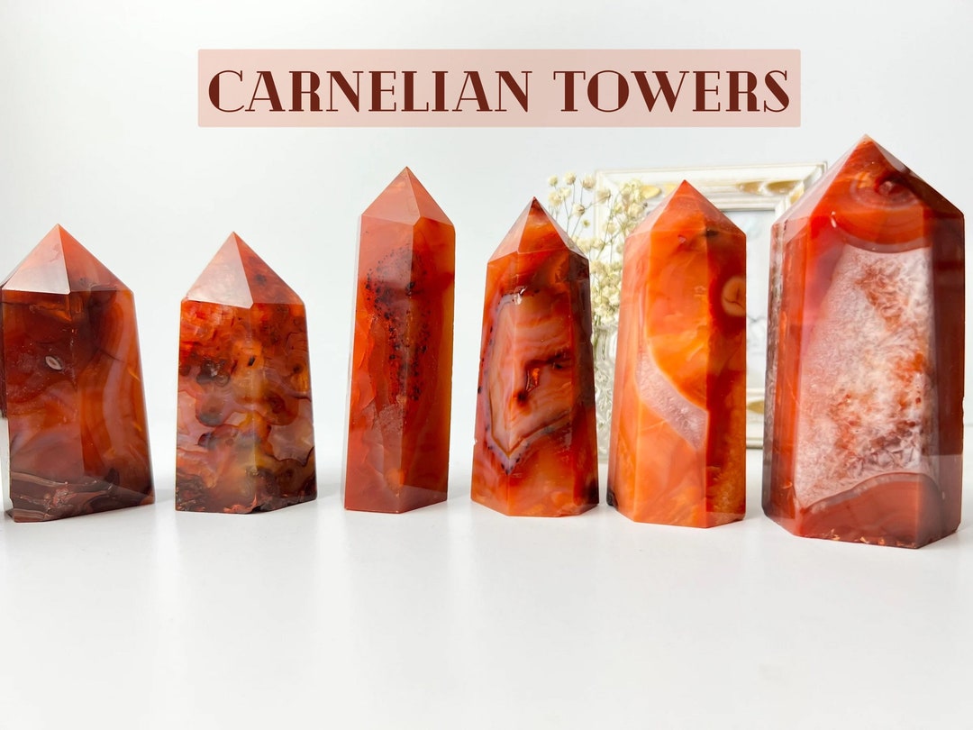 Banded Carnelian Tower: Natural Crystal Point With Quartz Druzy - Etsy