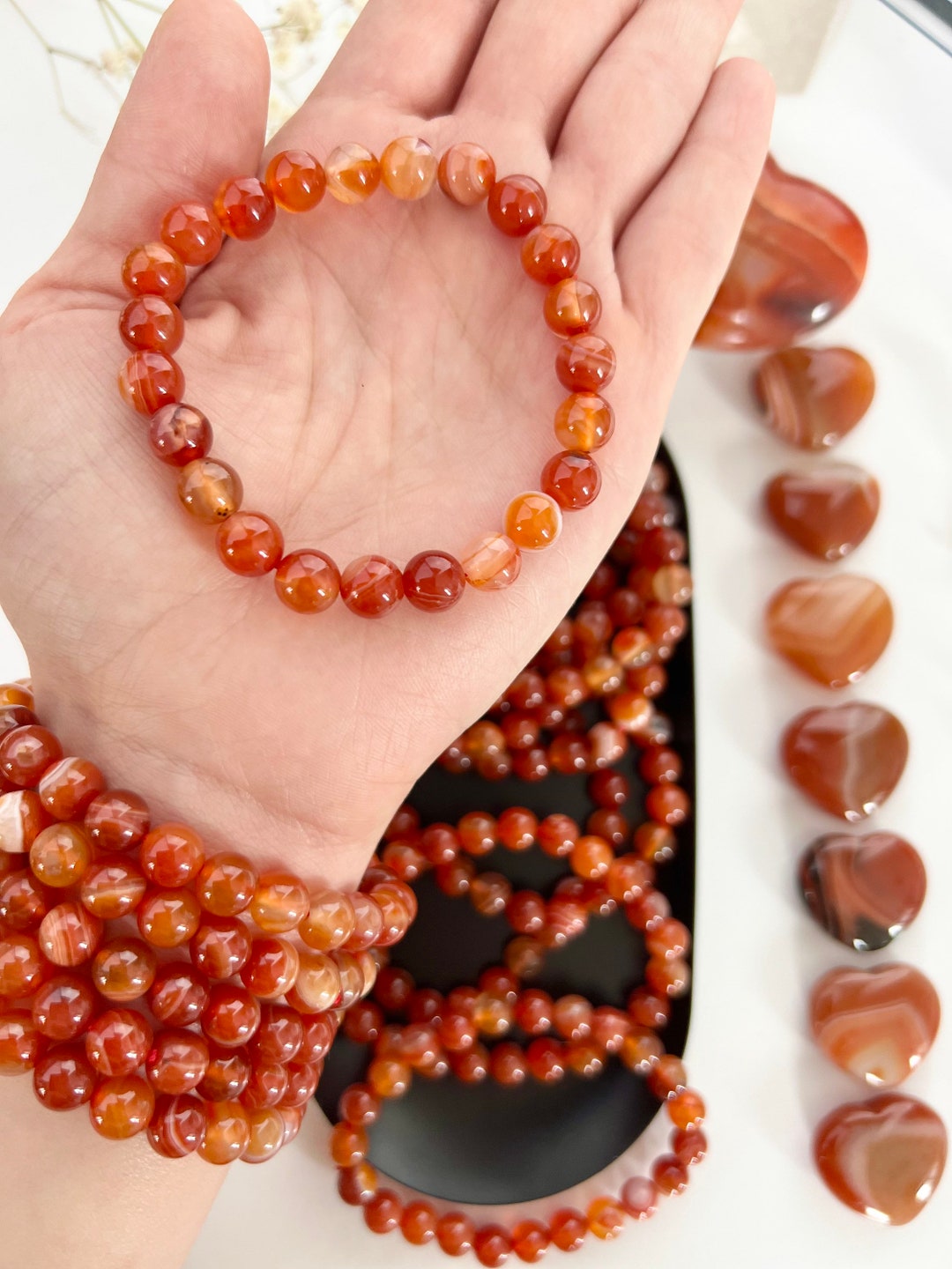8mm Carnelian Bracelet: Crystal Stone of Passion - Etsy