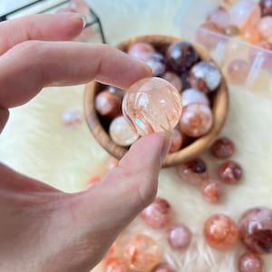 Mini Fire Quartz Spheres, Hematoid Spheres, Red Brown Yellow Iron Inclusions, Crystal Home Decor ...