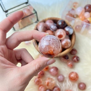 Mini Fire Quartz Spheres, Hematoid Spheres, Red Brown Yellow Iron Inclusions, Crystal Home Decor ...