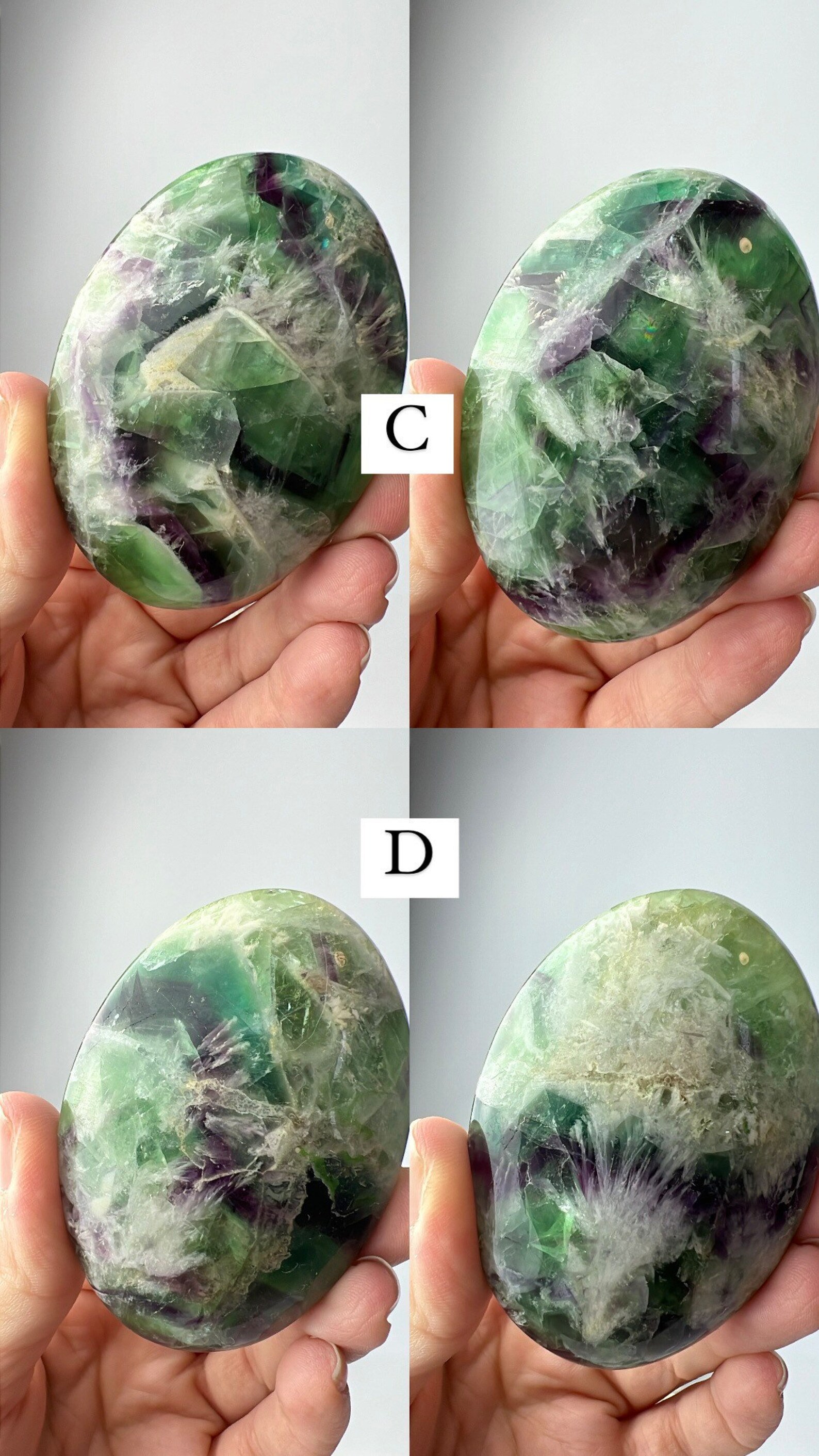 Jumbo Rainbow Fluorite Palm Stones Natural Fluorite Scolecite - Etsy