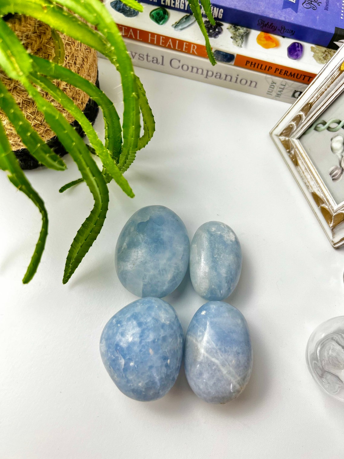 Blue Calcite Palmstones Pocket Stone Crystals Minerals Palm - Etsy