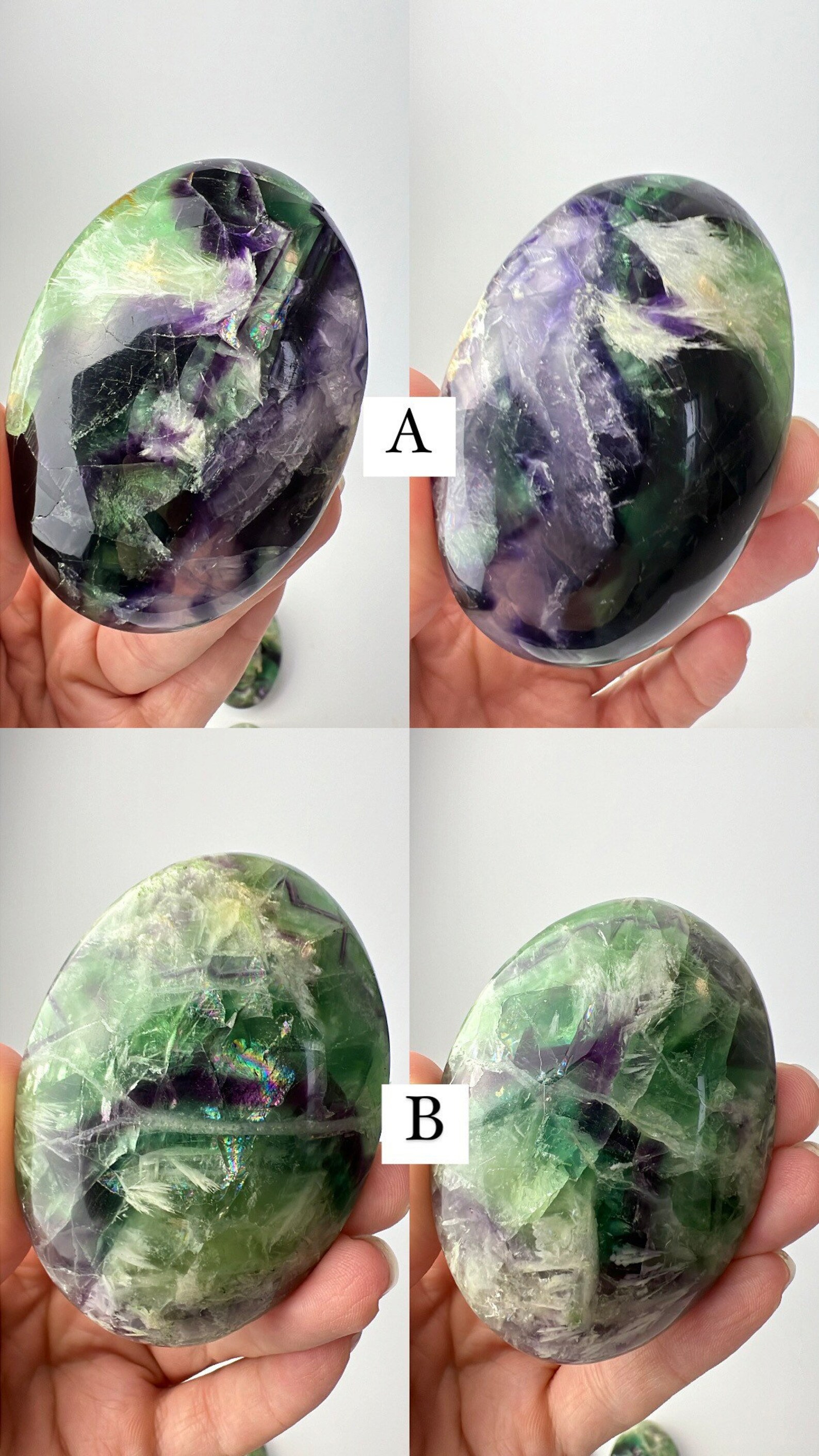 Jumbo Rainbow Fluorite Palm Stones Natural Fluorite Scolecite - Etsy