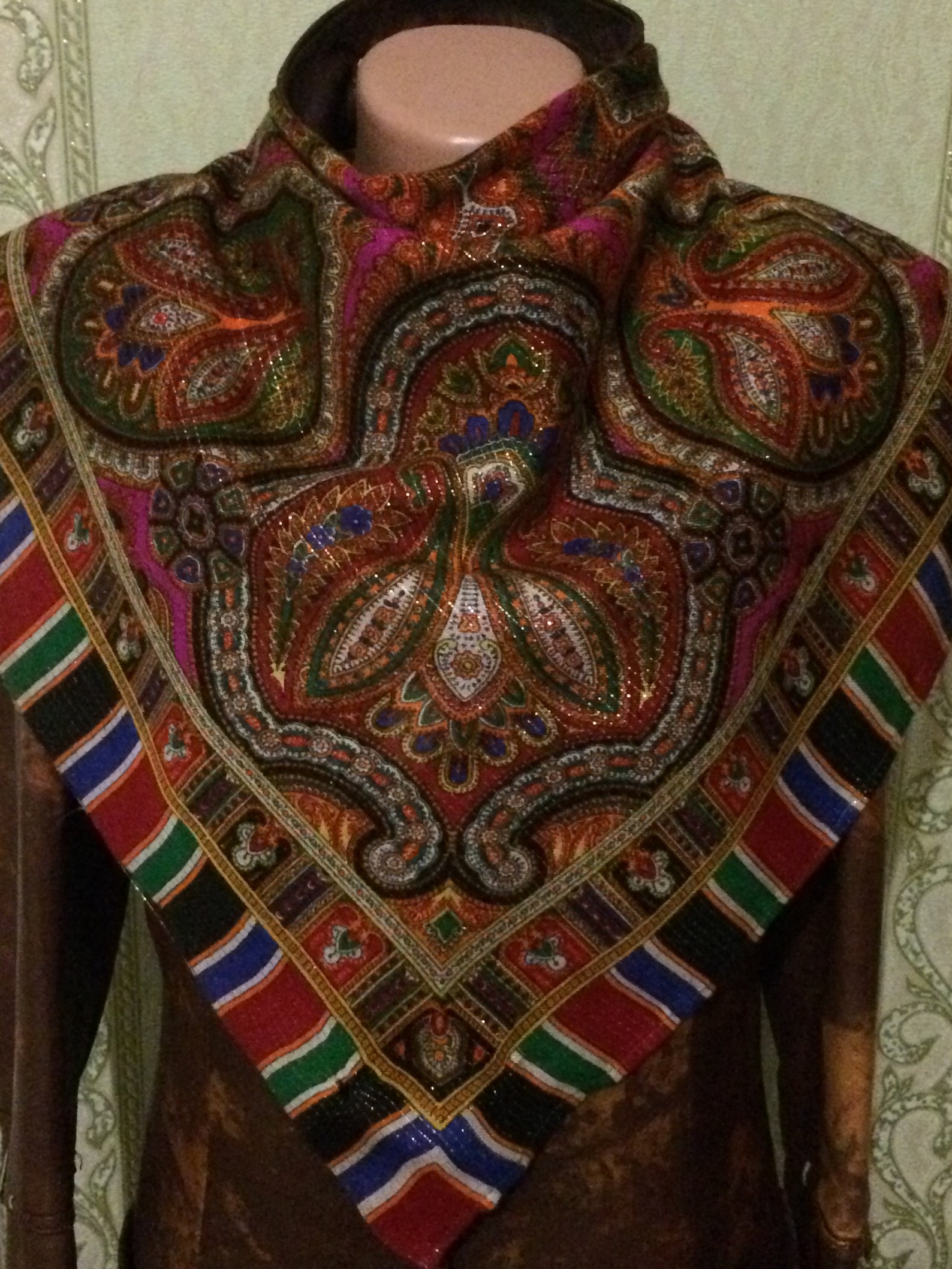 99 Scarf 70 Years Old Antique Acrylic Fiber Floral Bright | Etsy