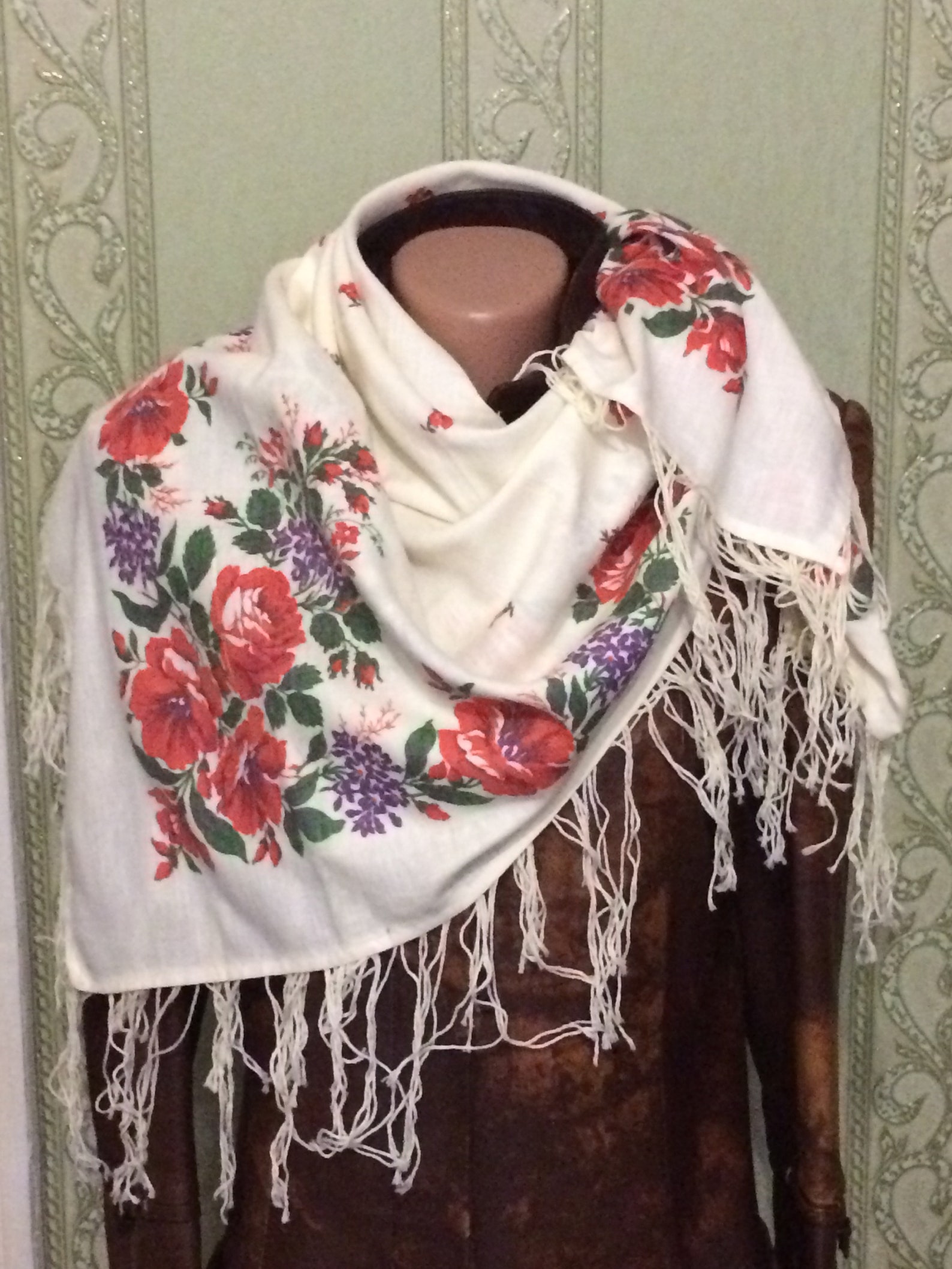 62 Large handkerchief ancient handkerchief floral bright | Etsy