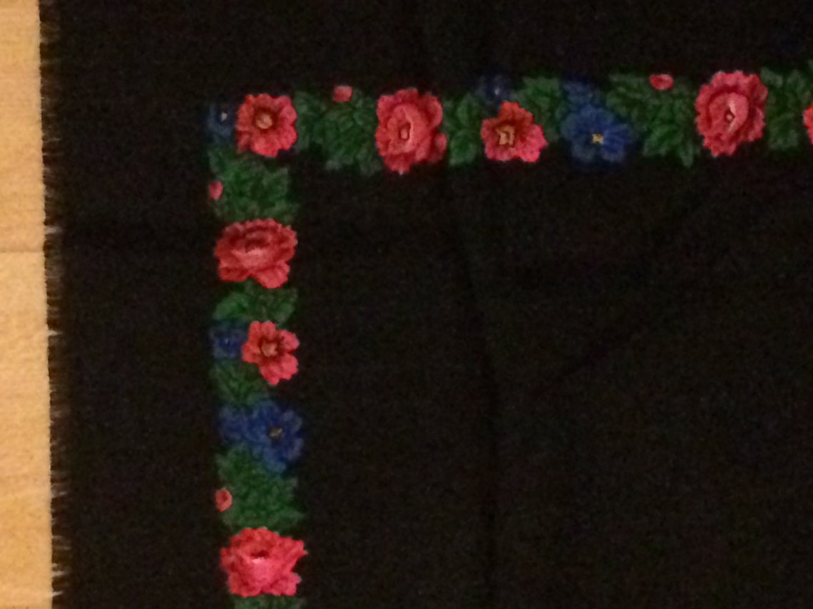 57 Not a large scarf a small ancient shawl woolen floral | Etsy