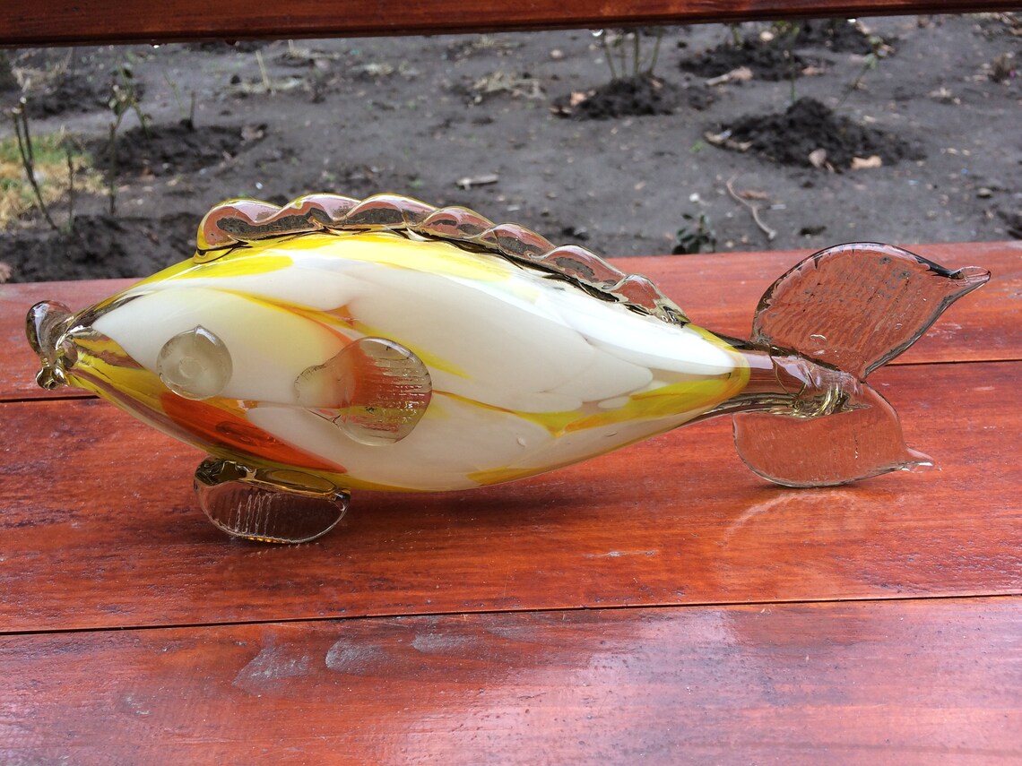 Fish glass vase stained glass colored glass USSR 1960s chic | Etsy