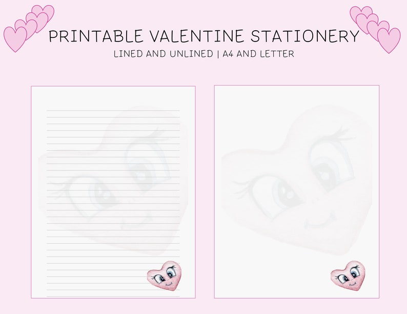 Printable Valentine's Day Letter Writing Paper Heart 5, Digital ...