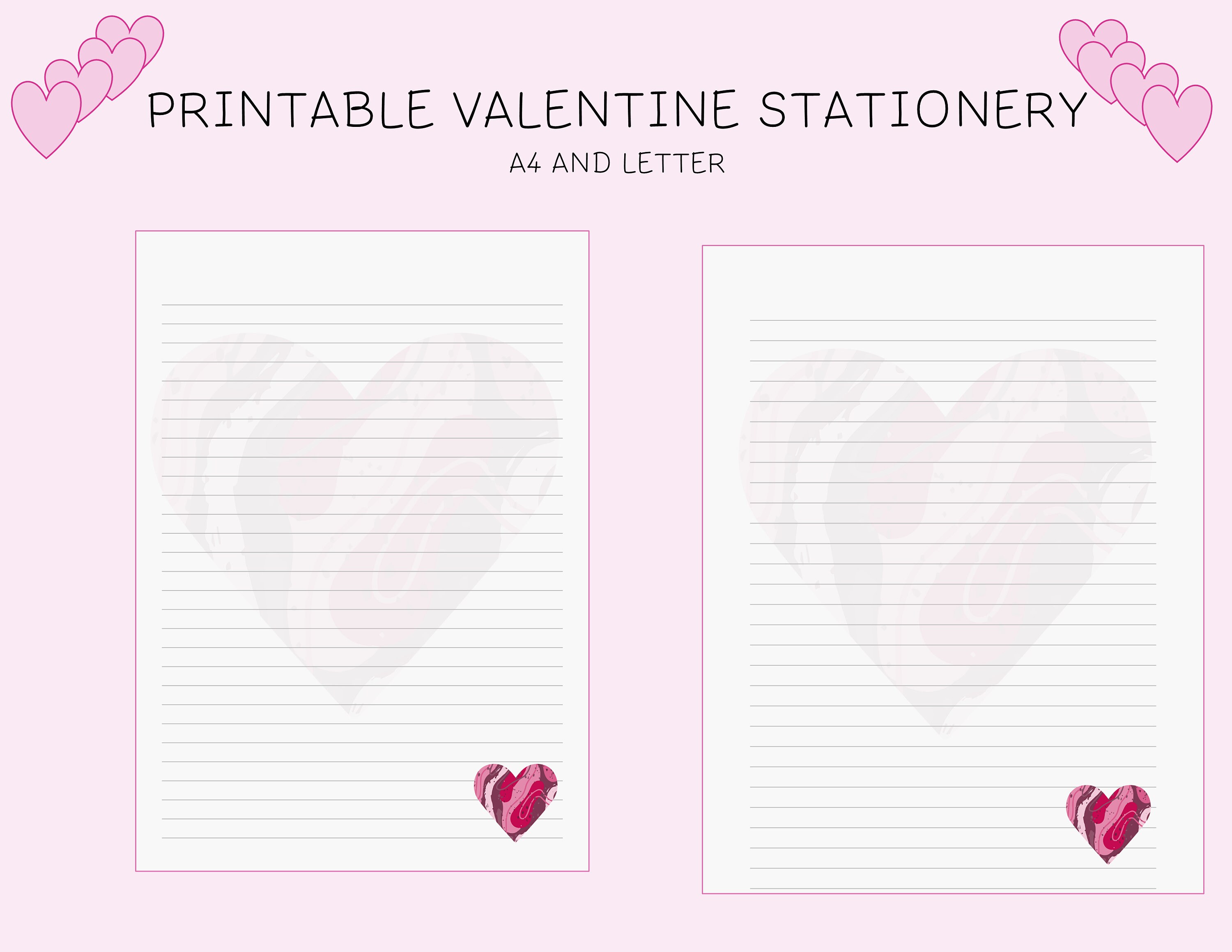 Printable Valentine's Day Letter Writing Paper Heart 9 Digital Download ...