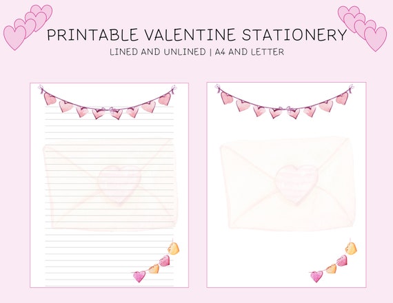 Valentine Lined Stationary Free Valentine Stationery And Writing Paper