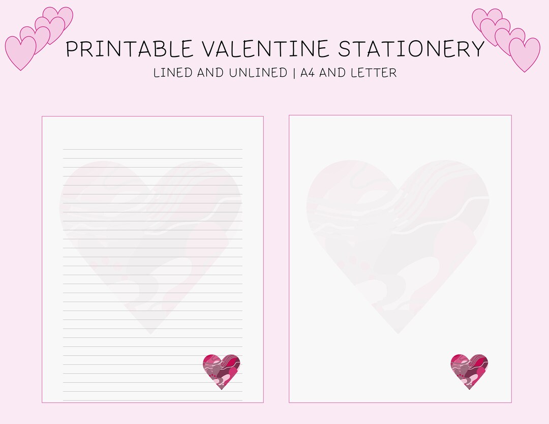 Printable Valentine's Day Letter Writing Paper Heart 6, Digital ...