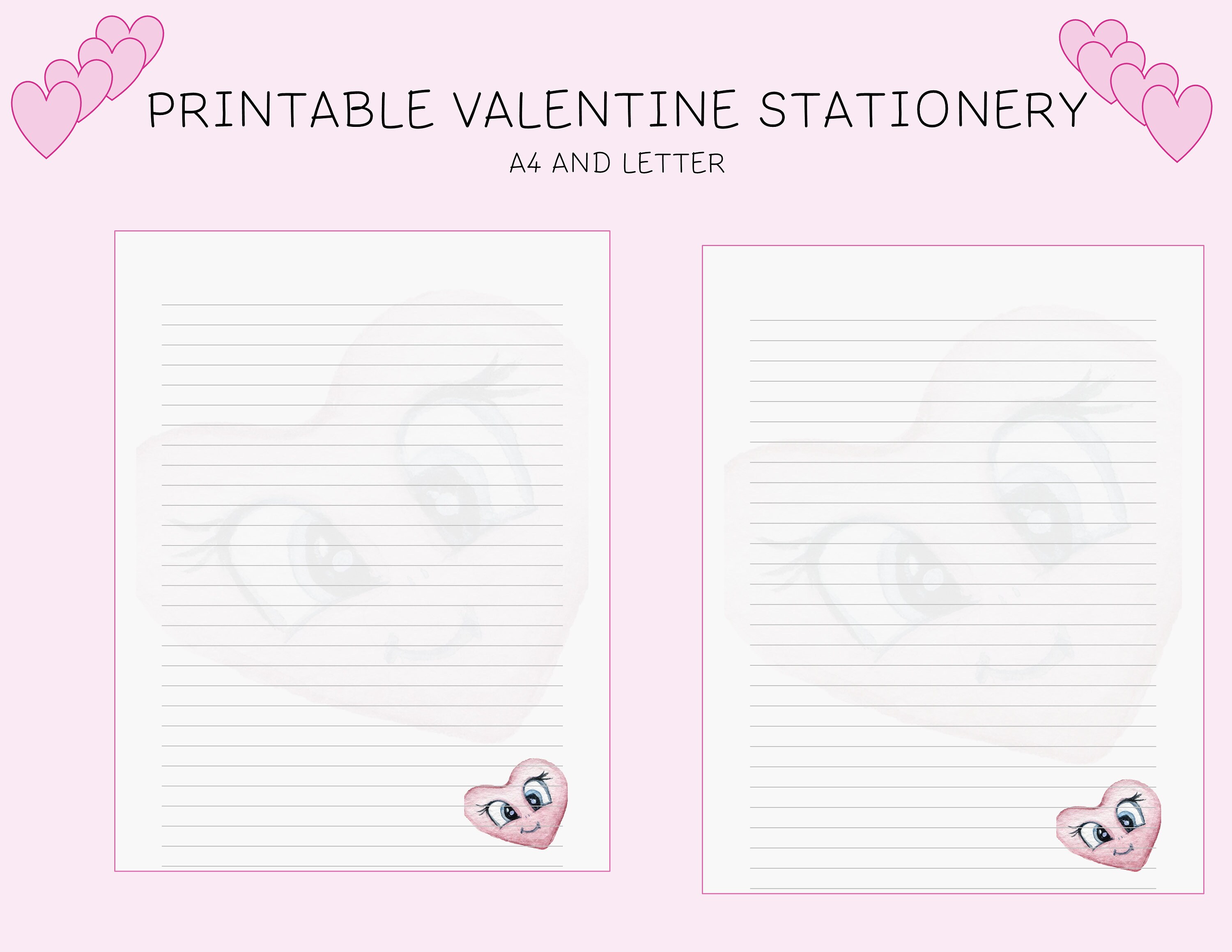Printable Valentine's Day Letter Writing Paper Heart 5, Digital ...