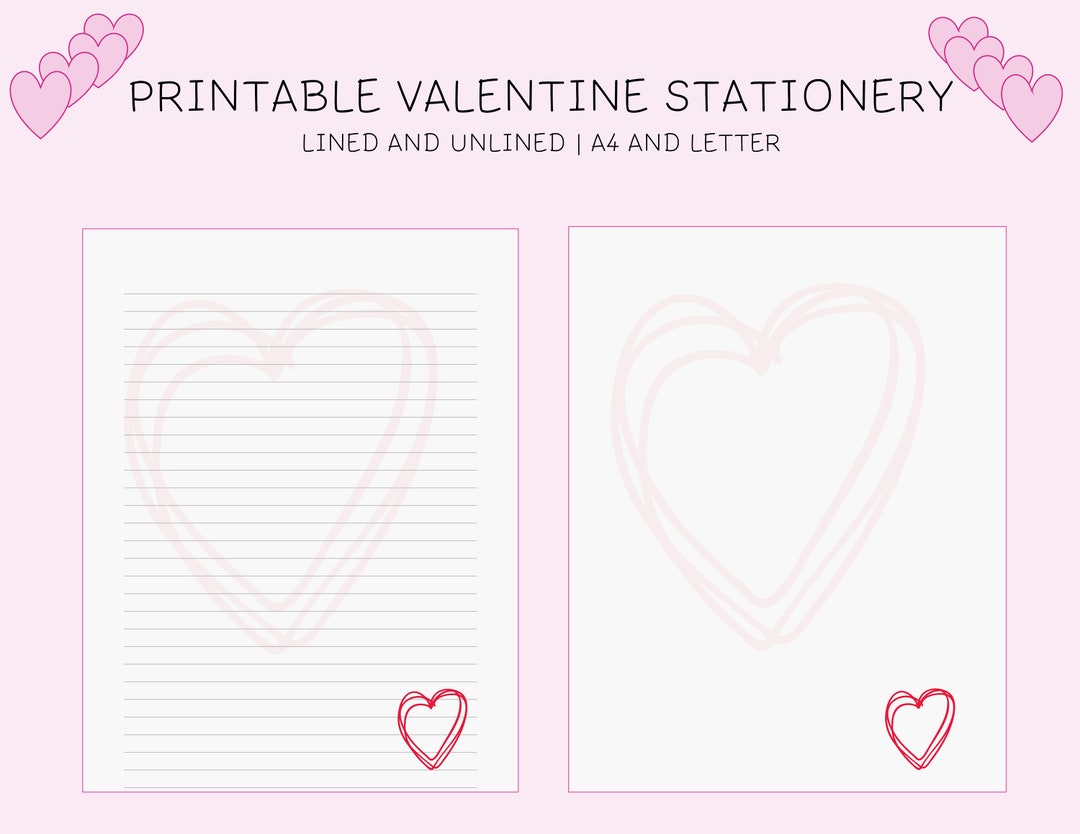 Printable Valentine's Day Letter Writing Paper Heart 2, Digital ...