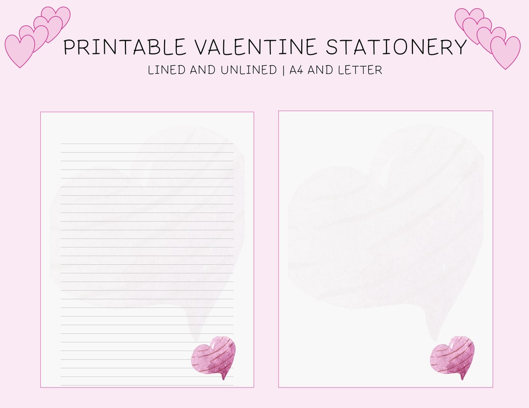 Printable Valentine's Day Letter Writing Paper Heart 3, Digital ...