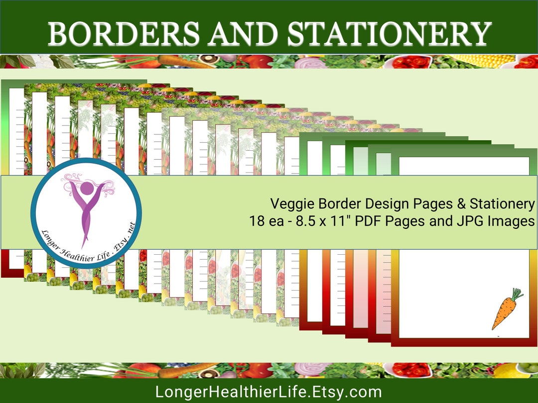 Veggie Borders and Stationery - Etsy