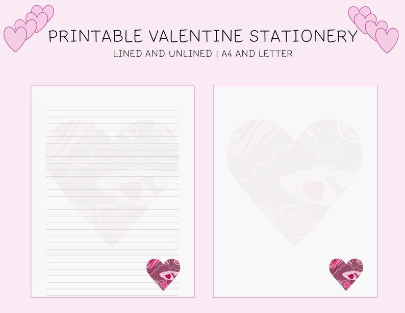 Printable Valentine's Day Letter Writing Paper Heart 1 - Etsy
