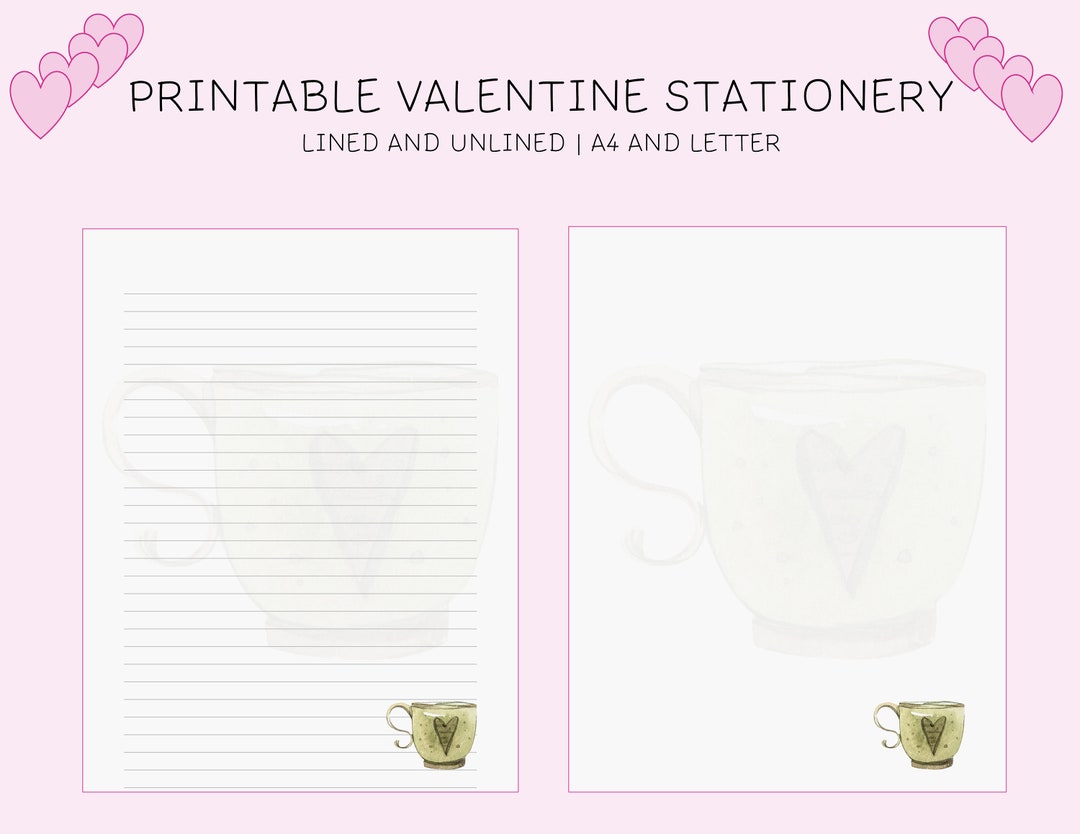 Printable Valentine's Day Letter Writing Paper Heart 7 Digital Download ...