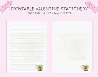 Printable Valentine's Day Party Digital Letter Writing Paper Heart 1 ...