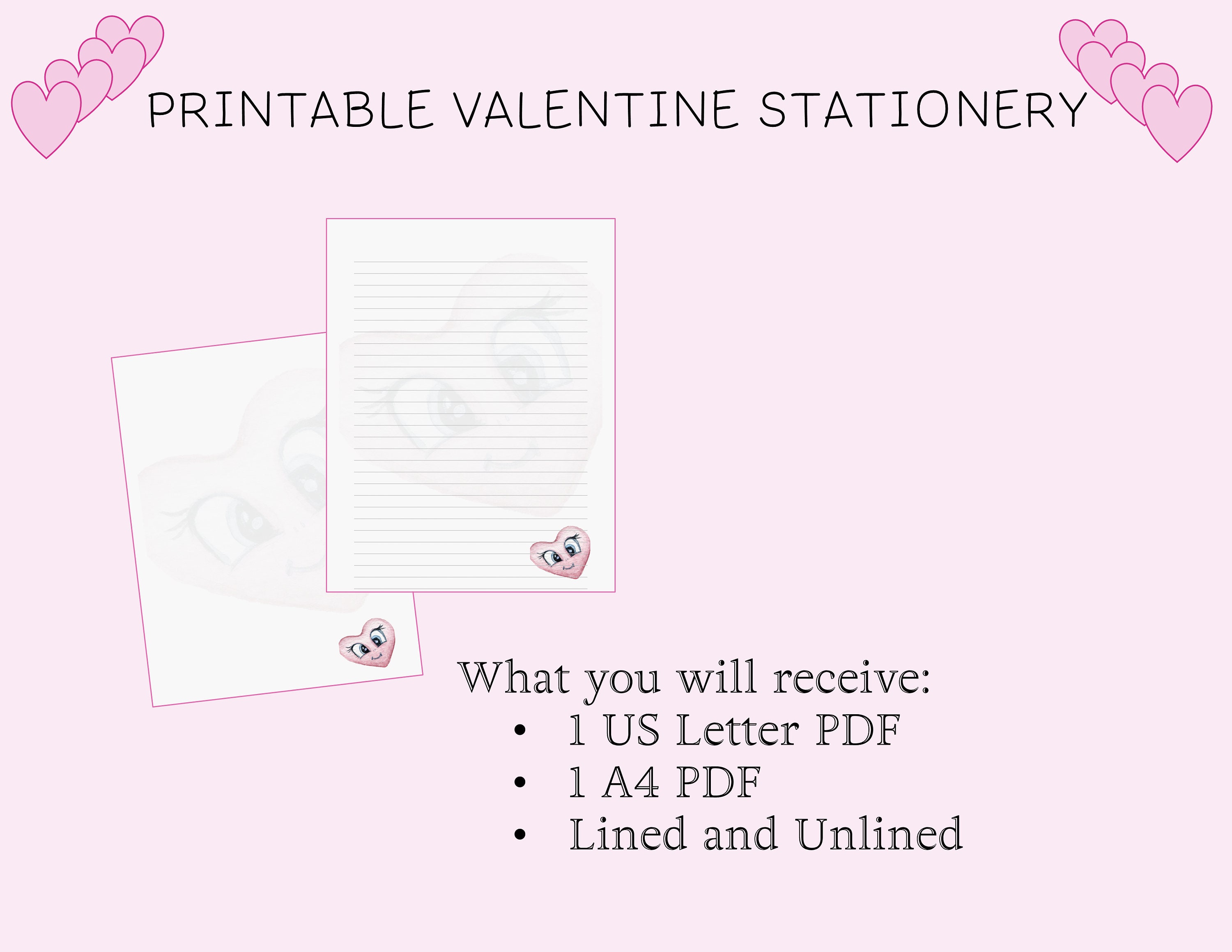 Printable Valentine's Day Letter Writing Paper Heart 5, Digital ...