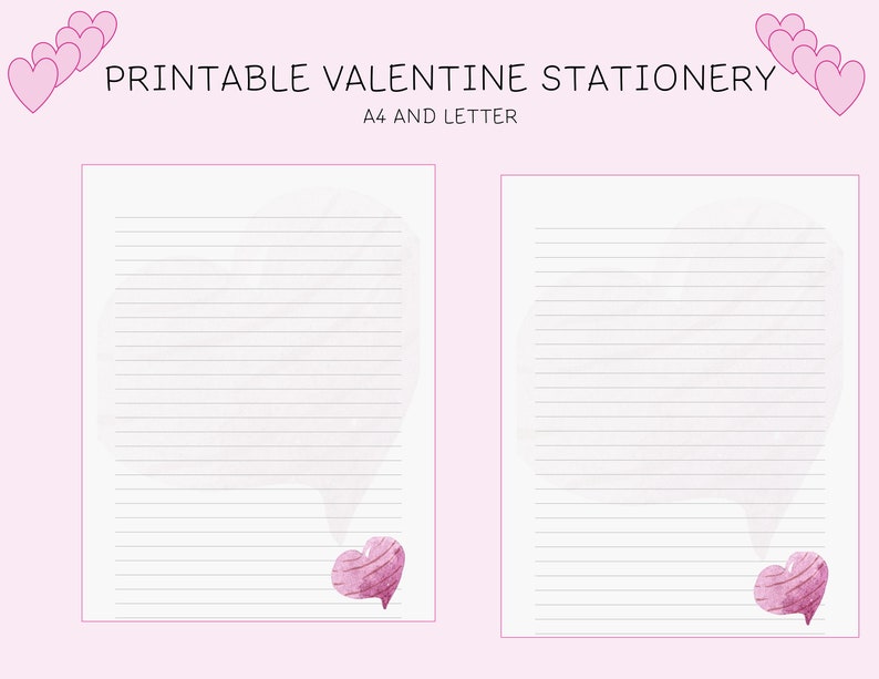 Printable Valentine's Day Letter Writing Paper Heart 3, Digital ...