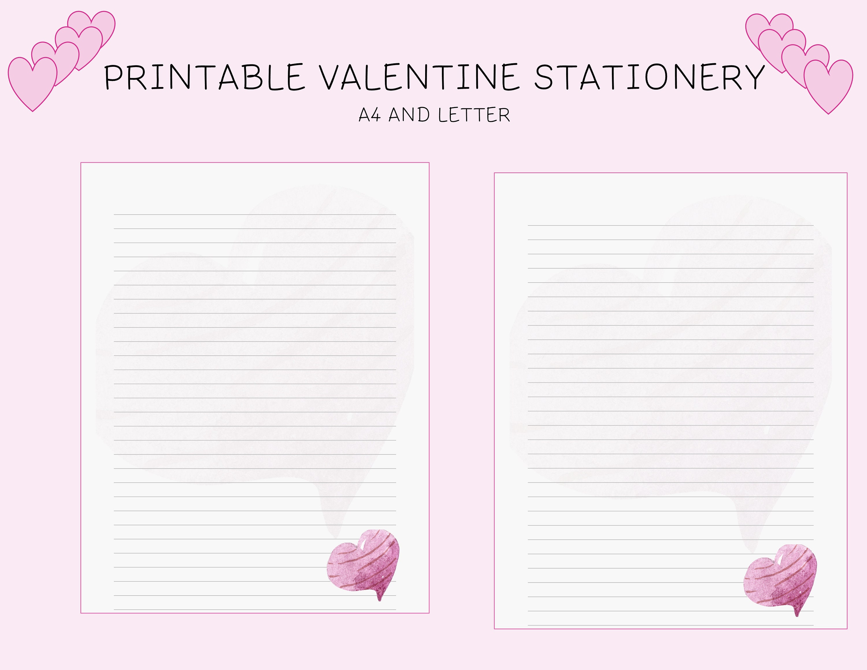Printable Valentine's Day Letter Writing Paper Heart 3, Digital ...