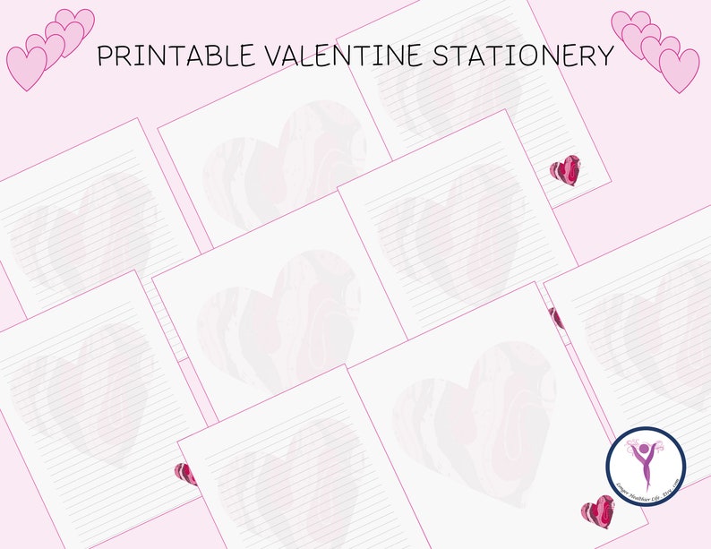 Printable Valentine's Day Letter Writing Paper Heart 9 Digital Download ...