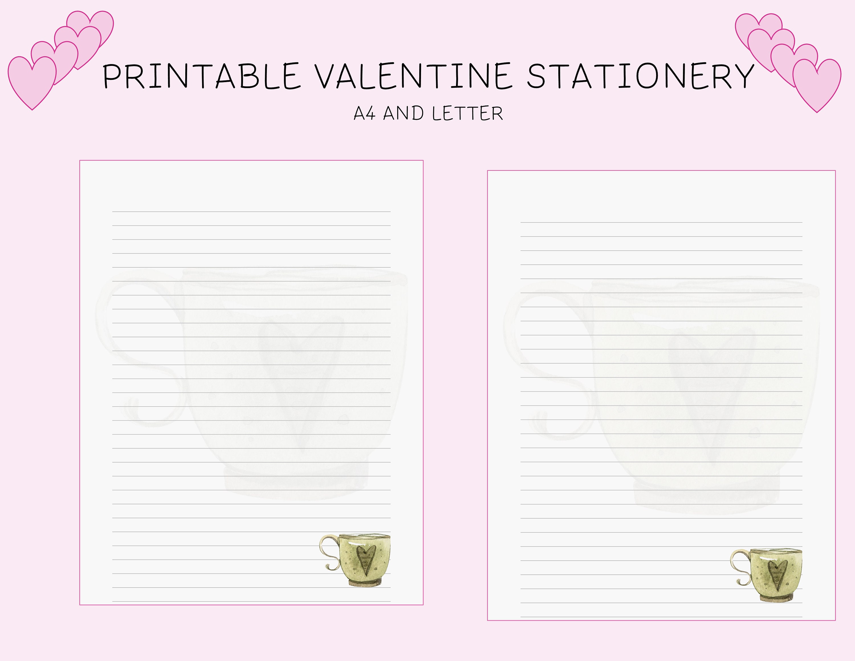 Printable Valentine's Day Letter Writing Paper Heart 7 Digital Download ...